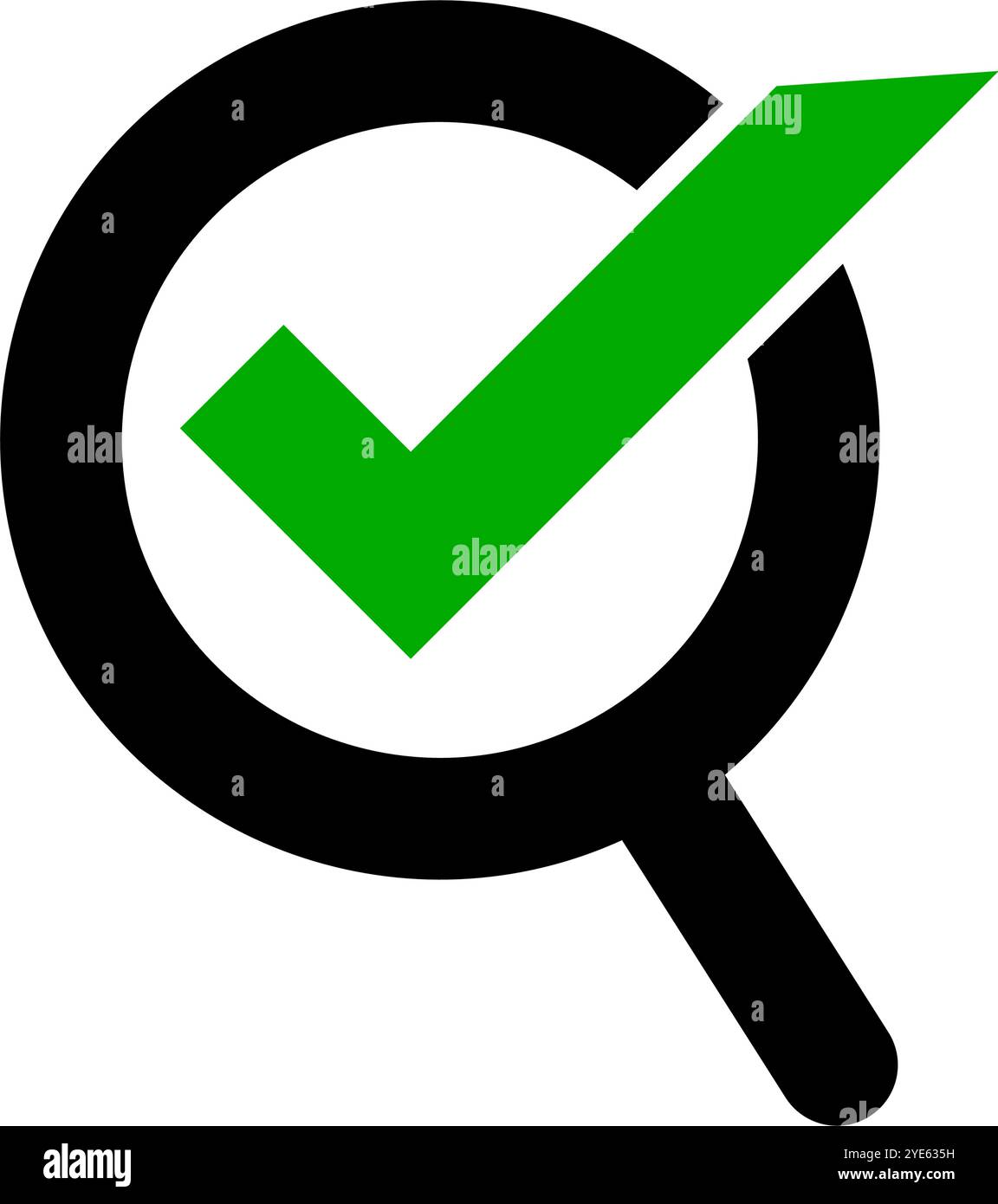 Check mark and magnifying glass. Inspection completed. Editable vector ...