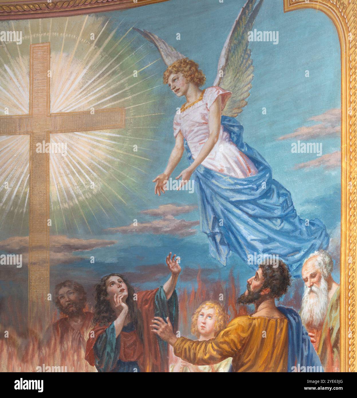 ASTI, ITALY - SEPTEMBER 10, 2024: The detail of fresco of Guardian ...