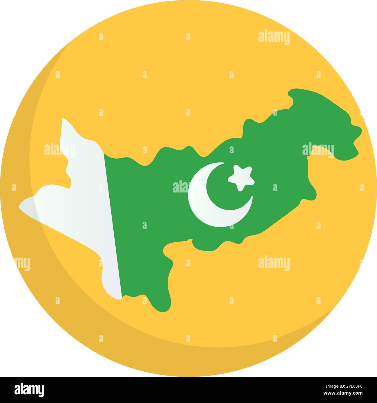 Flat design round Pakistan flag design Pakistan map. Editable vector ...