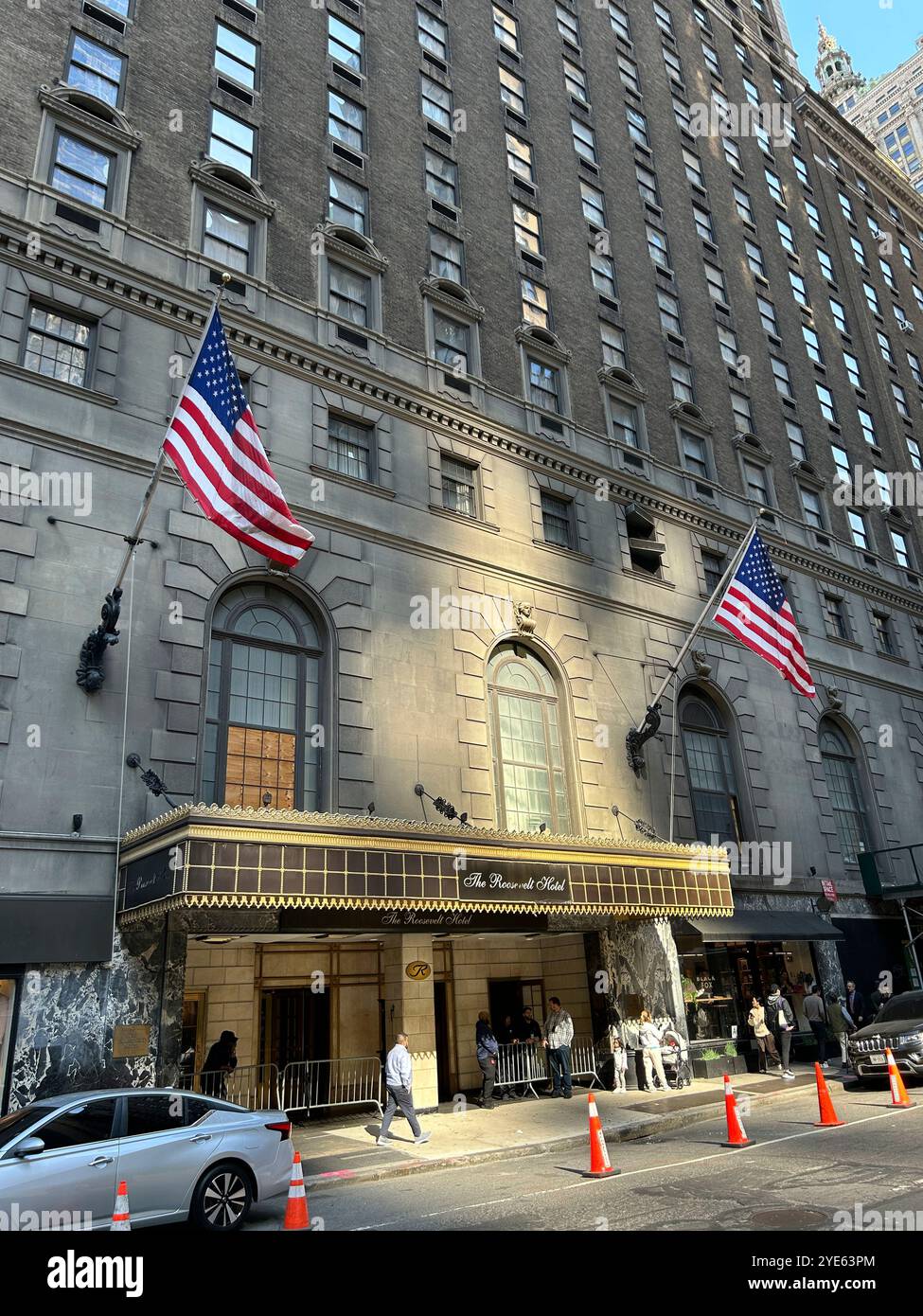 Roosevelt Hotel migrant arrival Center, building exterior, New York ...