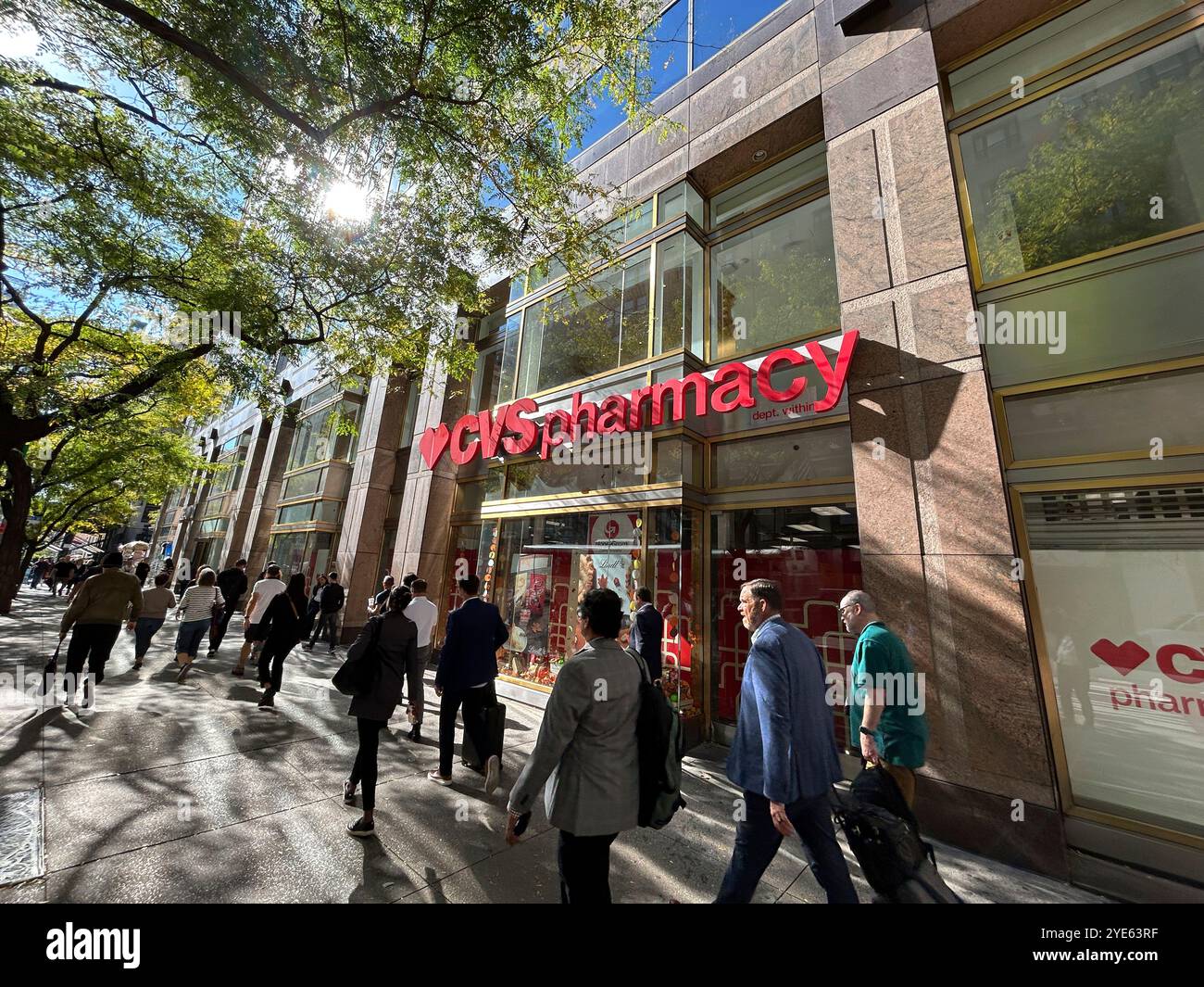 CVS Pharmacy and convenience store, building exterior and sidewalk ...