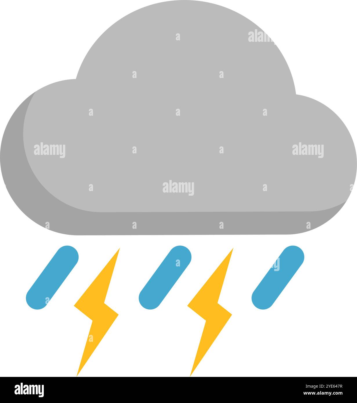 Thunder weather forecast icon. Cloud and rain and lightning. Editable ...