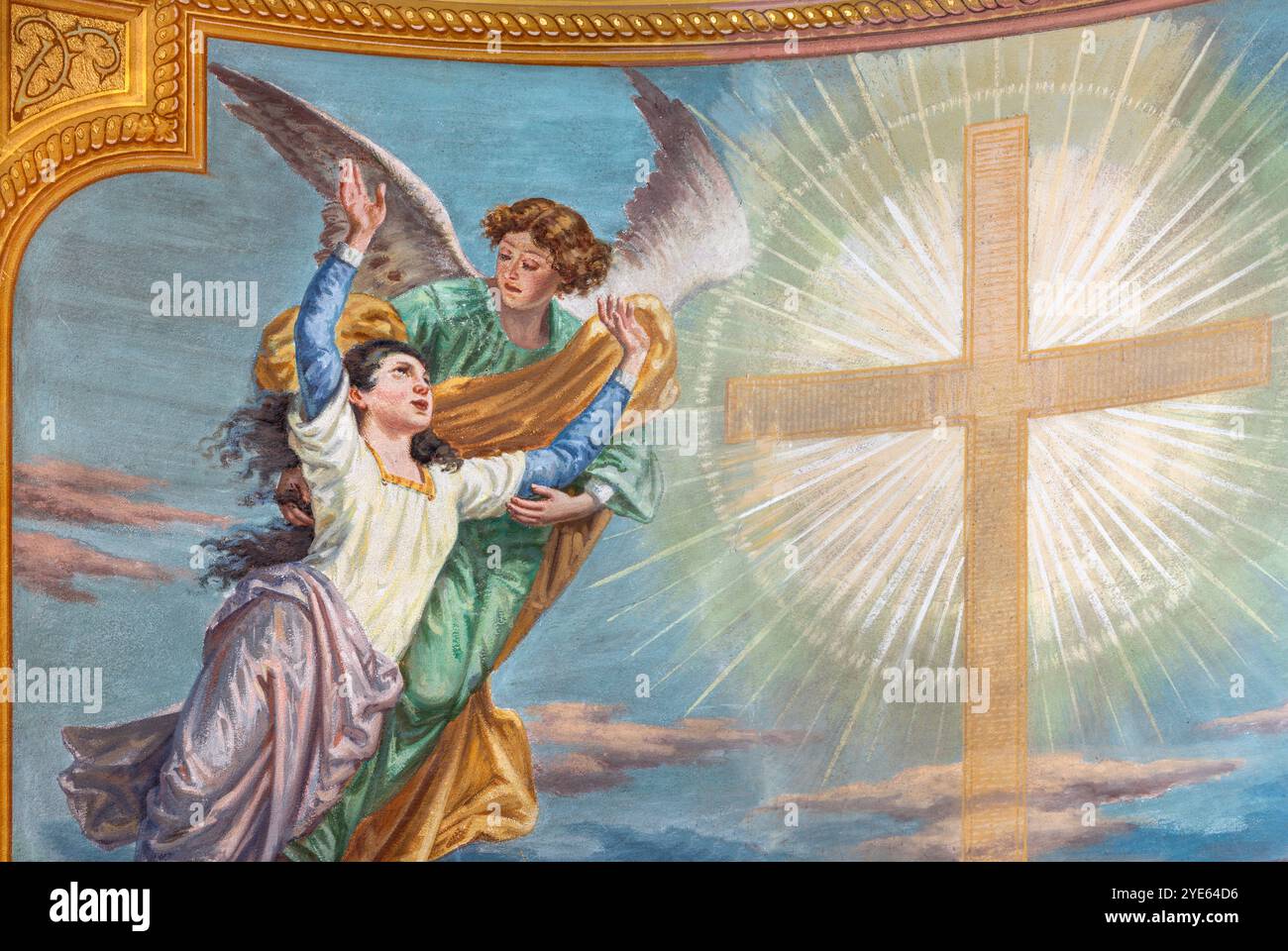 ASTI, ITALY - SEPTEMBER 10, 2024: The detail of fresco of Guardian ...