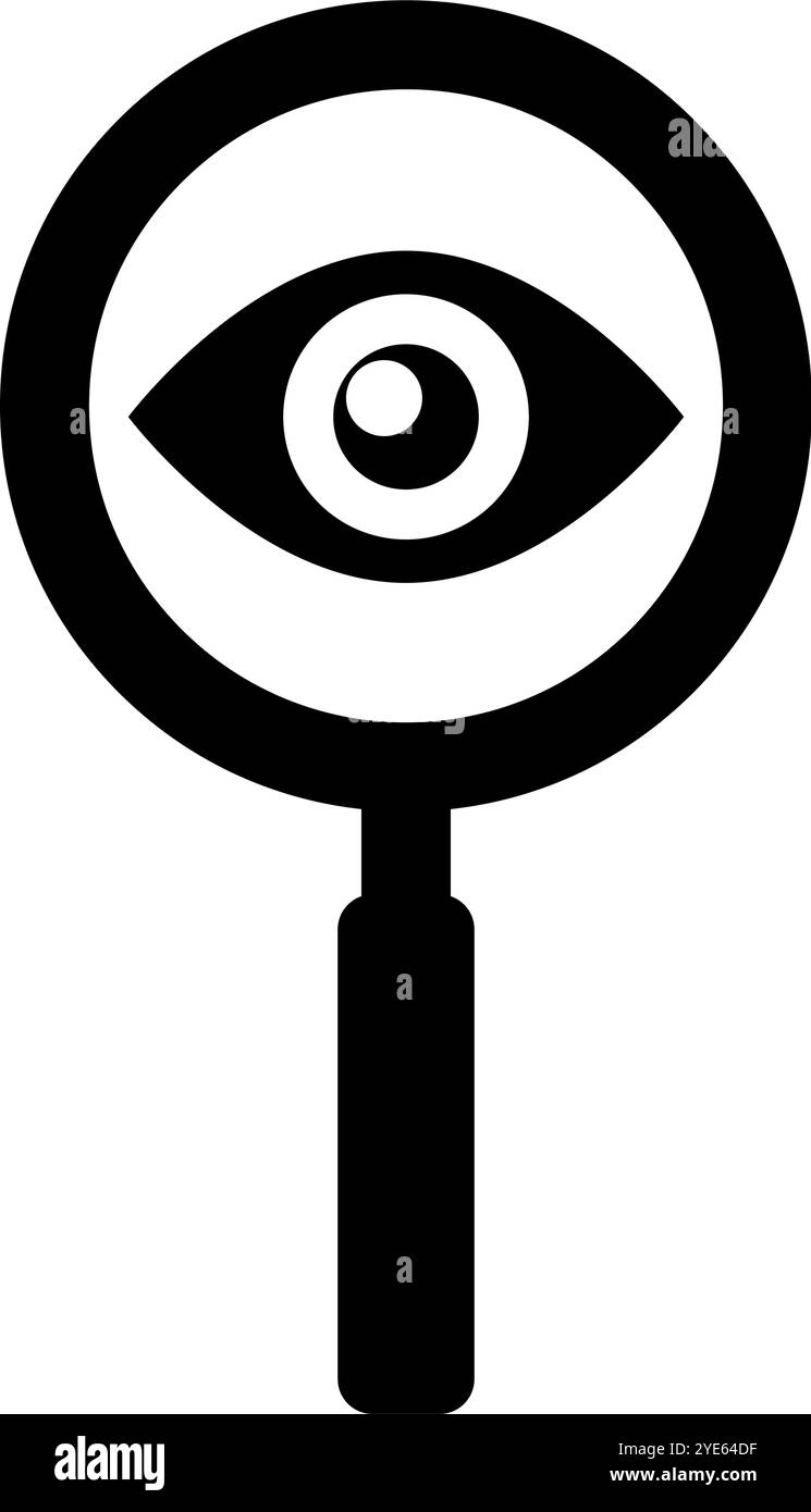 Magnifying glass and eye silhouette icon. Confirmation. Check. Editable ...
