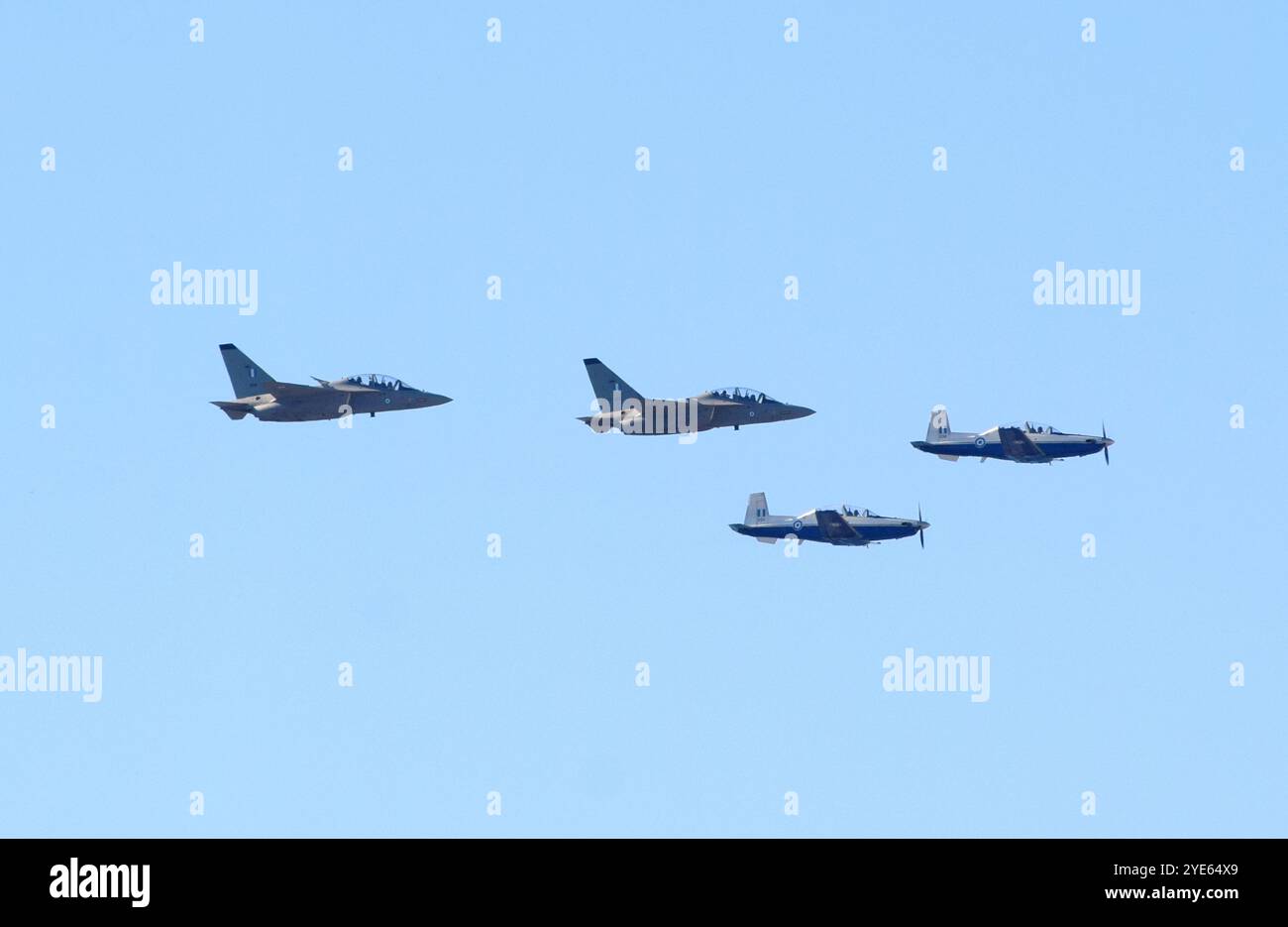 Hellenic airforce airplanes parade Stock Photo - Alamy