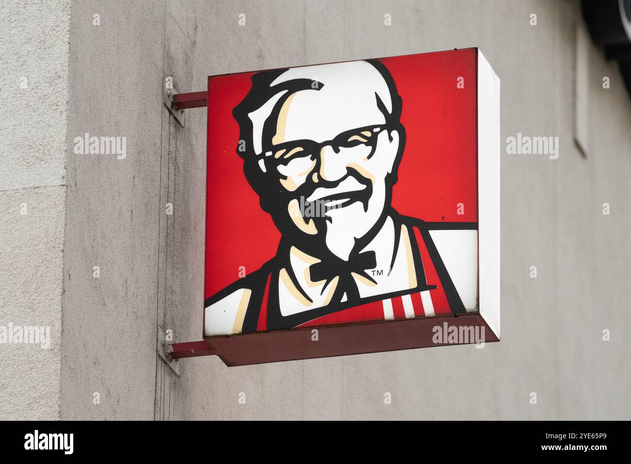Warsaw, Poland. 28th Oct, 2024. A KFC logo seen on the window in Warsaw ...