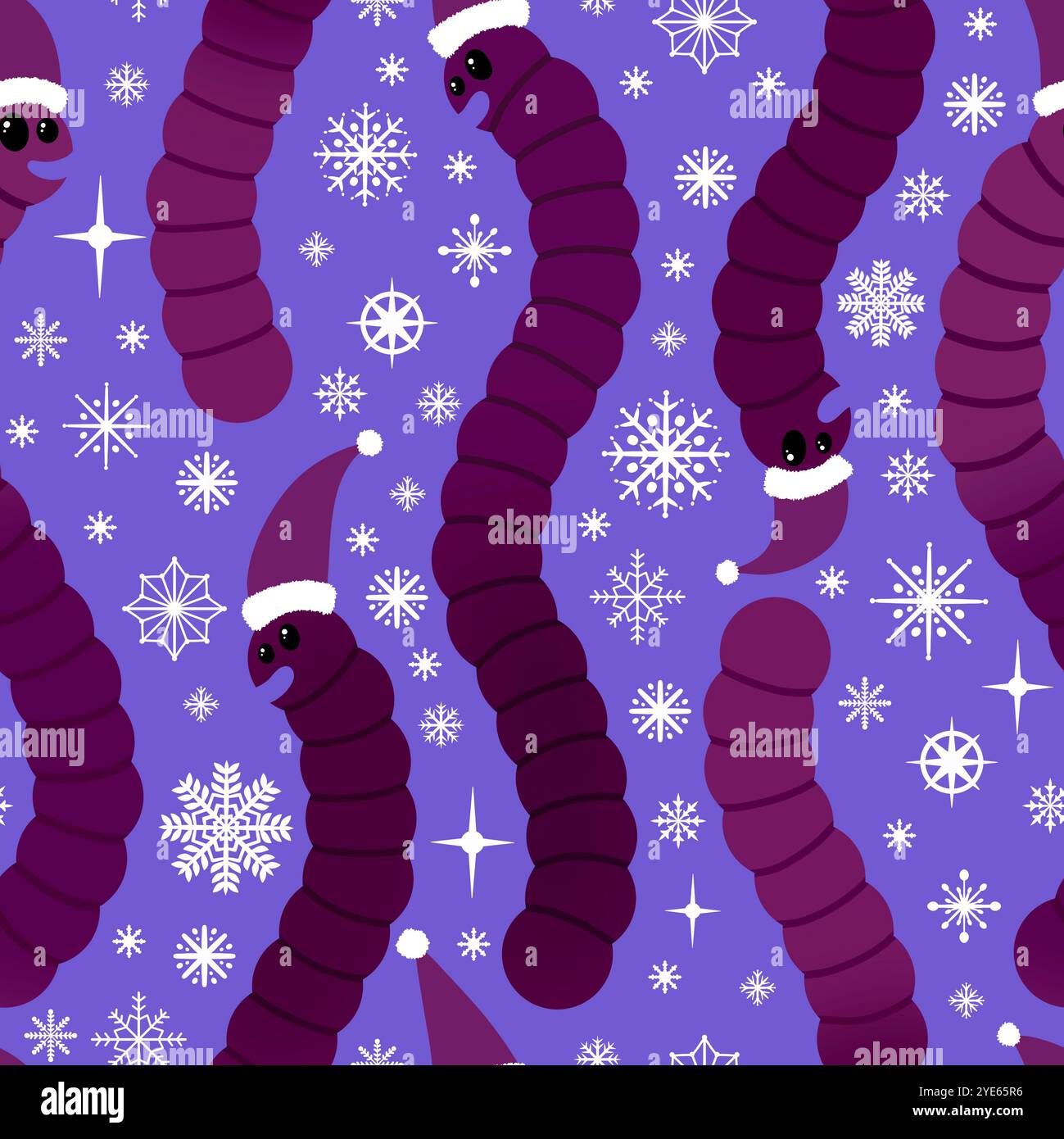 Christmas animals seamless worms and Santa hat pattern for wrapping ...