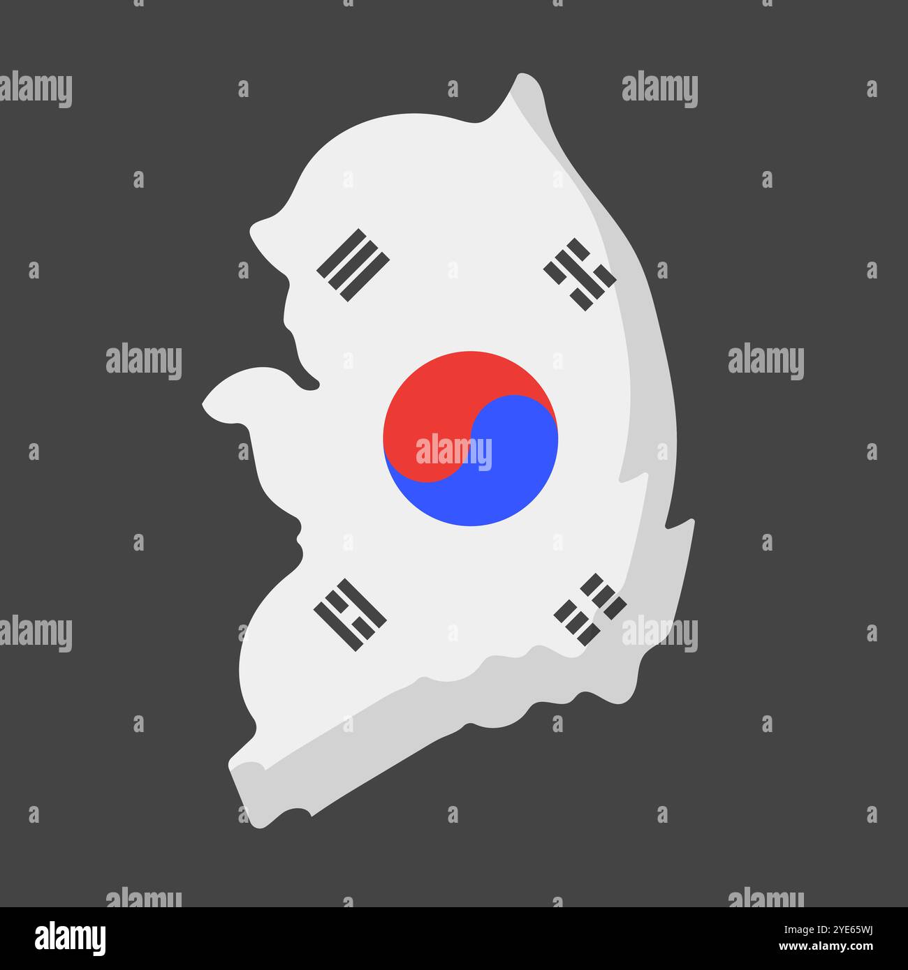 Flat design korean flag design korean map icon. Editable vector Stock ...