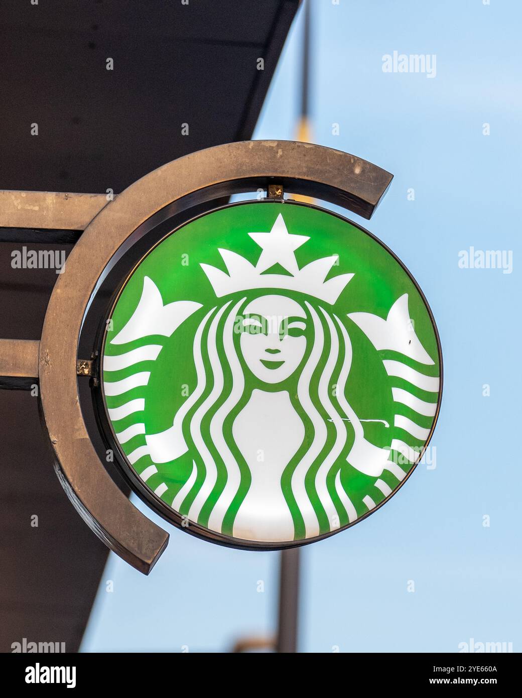 Warsaw, Poland. 28th Oct, 2024. A Starbucks logo seen on the window in ...