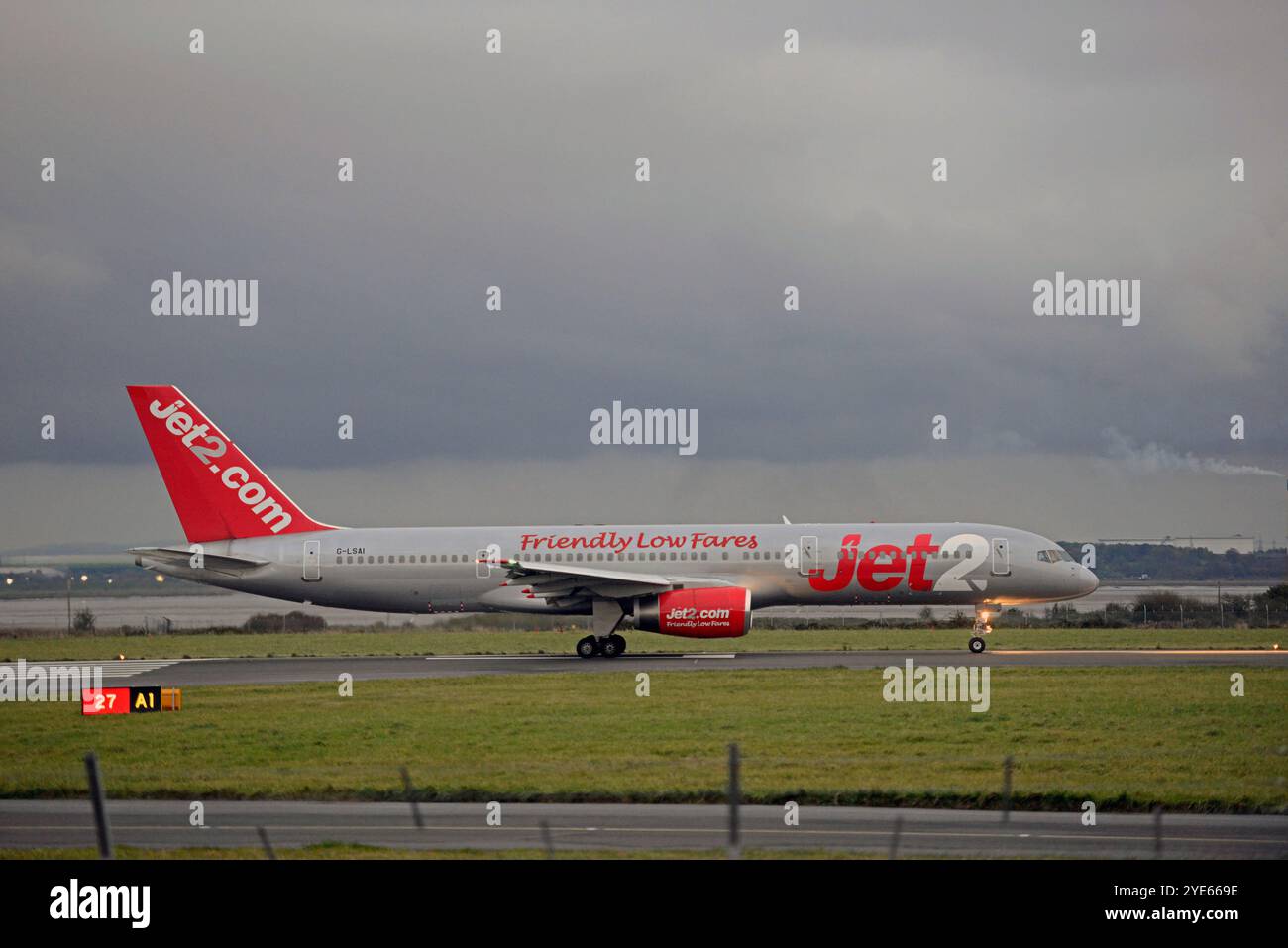 JET2 BOEING 757-21B, G-LSAI, departing LIVERPOOL JOHN LENNON AIRPORT ...