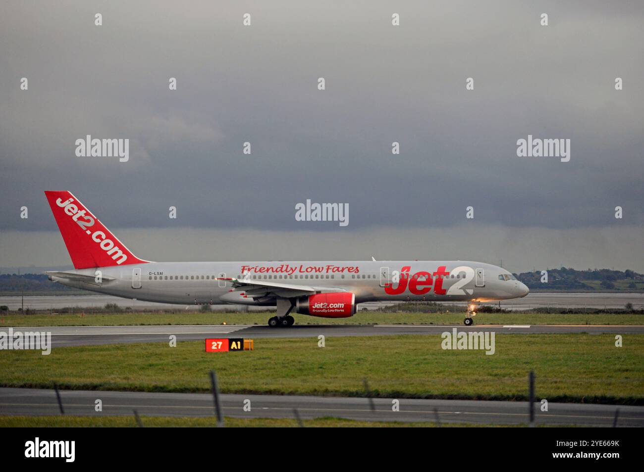 JET2 BOEING 757-21B, G-LSAI, departing LIVERPOOL JOHN LENNON AIRPORT ...