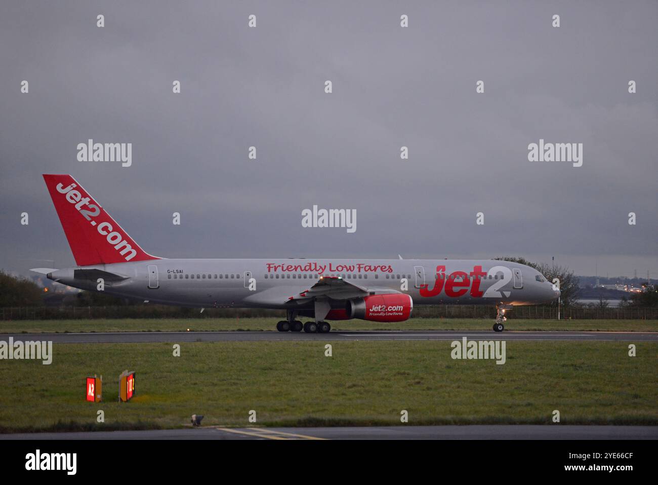 JET2 BOEING 757-21B, G-LSAI, departing LIVERPOOL JOHN LENNON AIRPORT ...