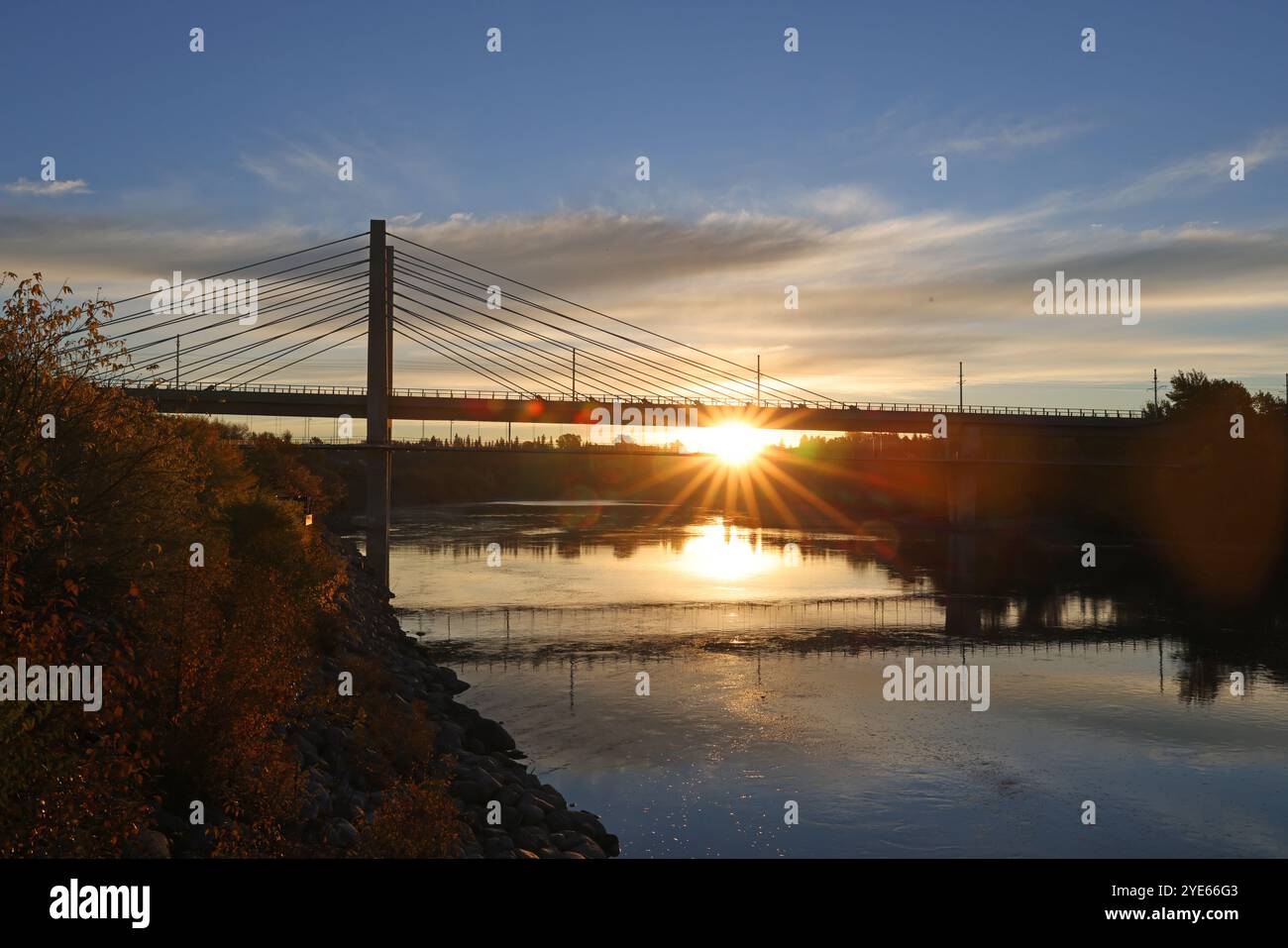 Sunrise At Tawatina LRT Bridge, Edmonton, Canada Stock Photo - Alamy