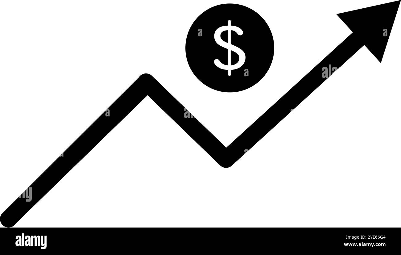 Dollar exchange rate increase silhouette icon. Editable vector Stock ...