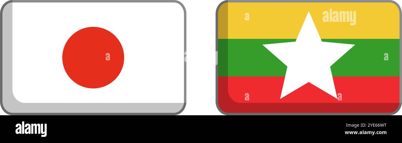 Myanmar japan national flags hi-res stock photography and images - Alamy