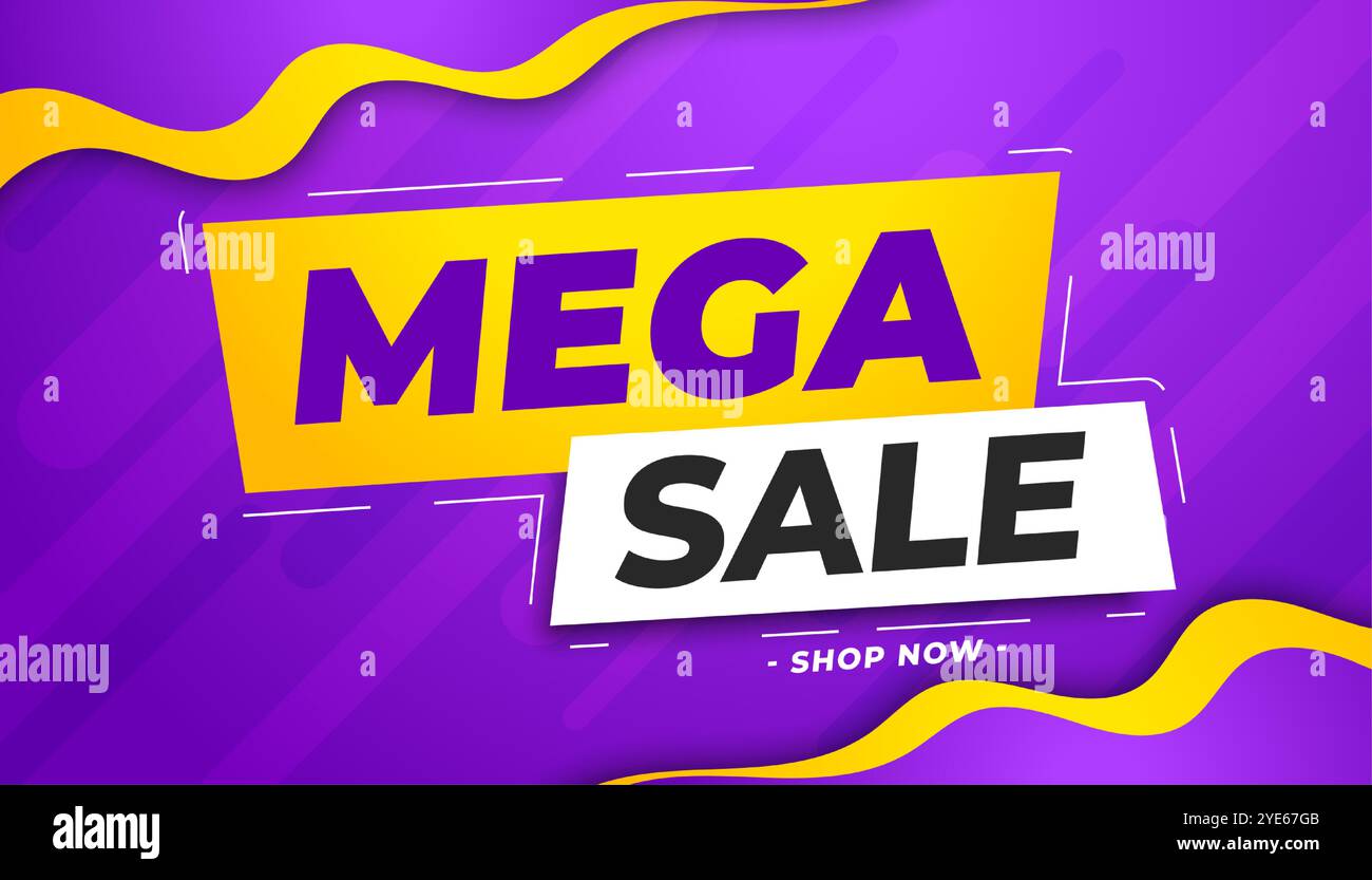 mega sale banner in modern style and purple color Stock Vector Image ...