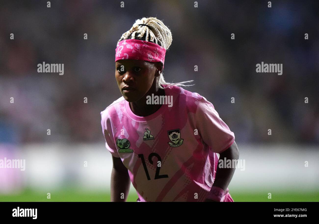 South Africa's Sinoxolo Cesane during an international friendly match at the Coventry Building ...