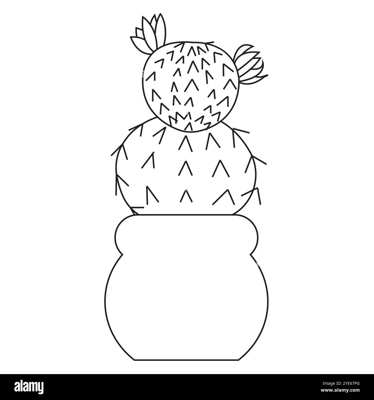 Simple cactus with two flowers in doodle style. Vector illustration ...