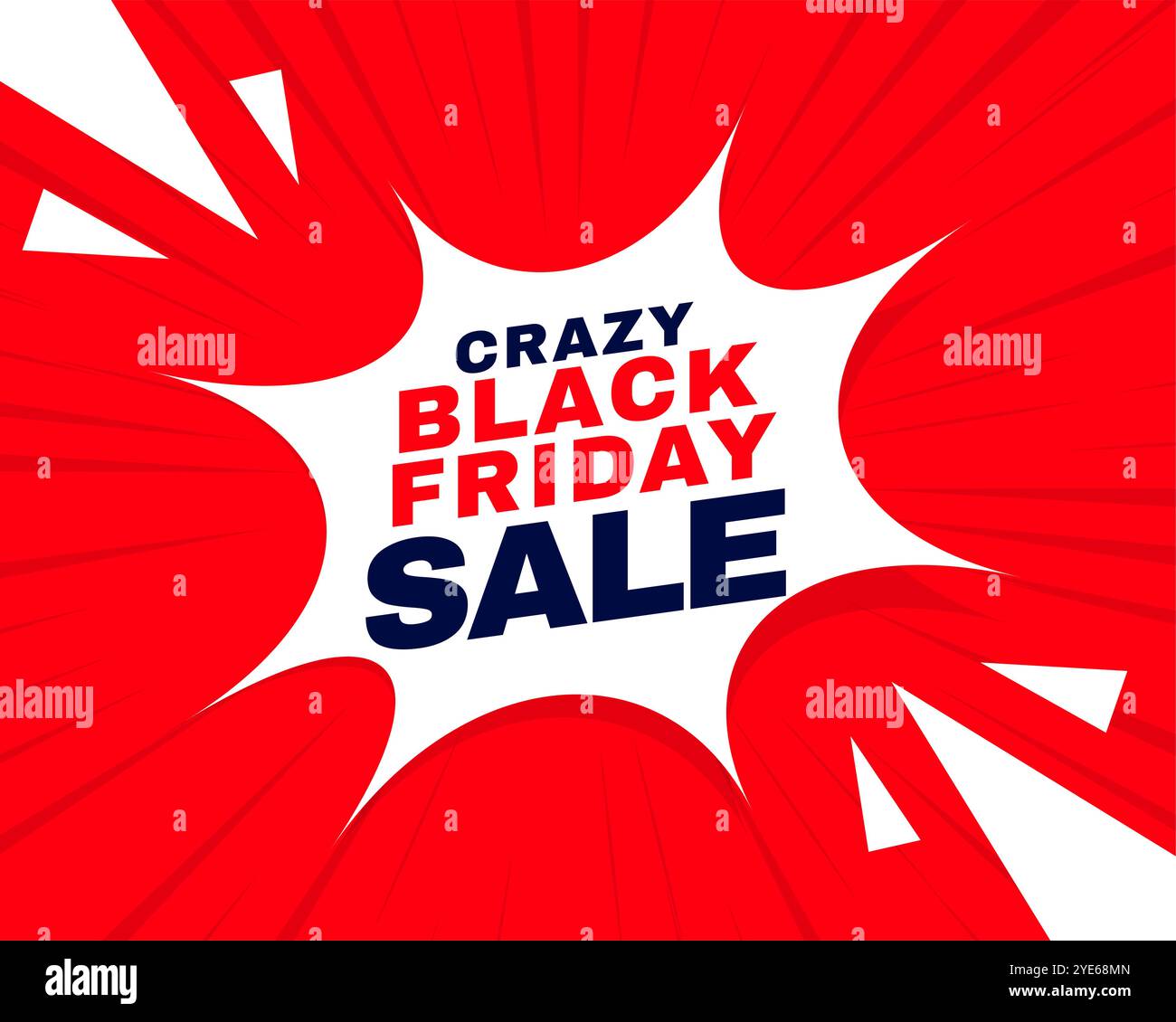 black friday crazy sale promo background with comic expression vector ...