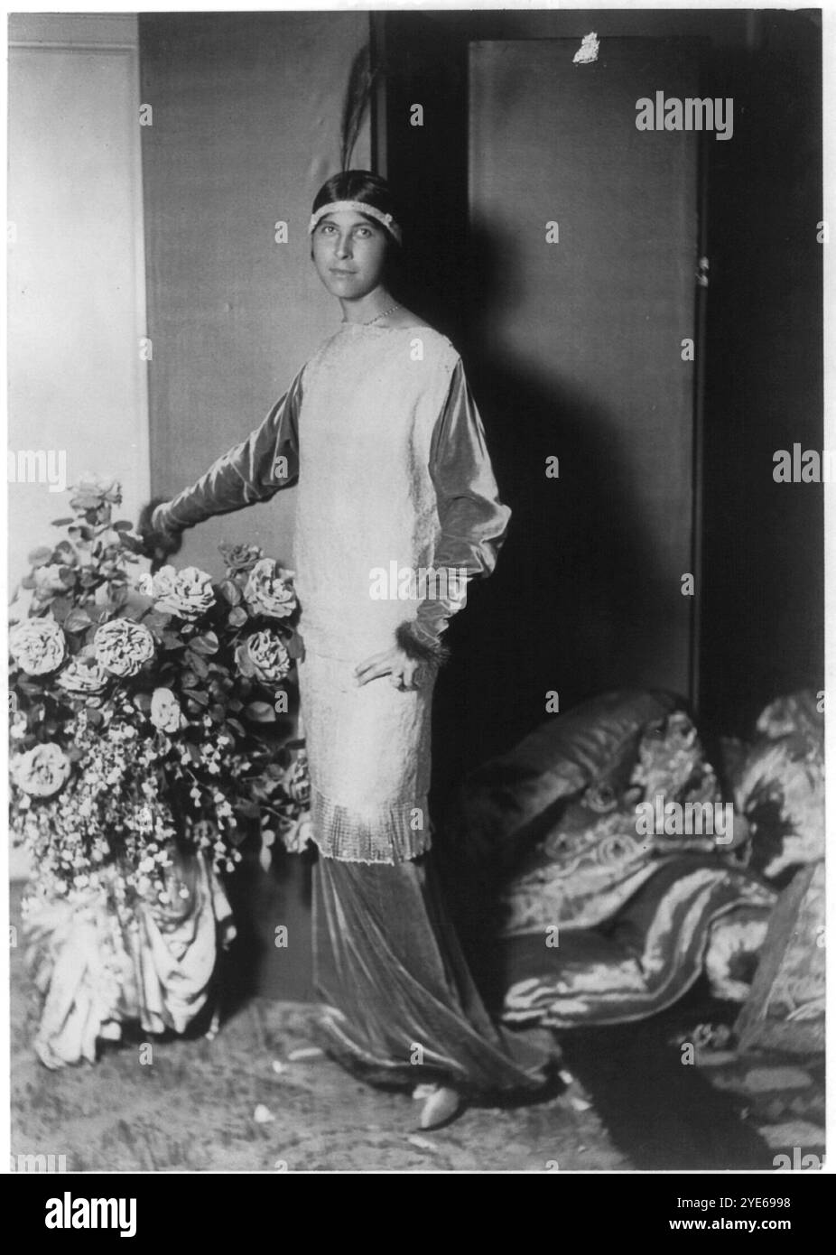 American Indian fashion w/ headband & feather---Mme Denise Boulet, wife ...