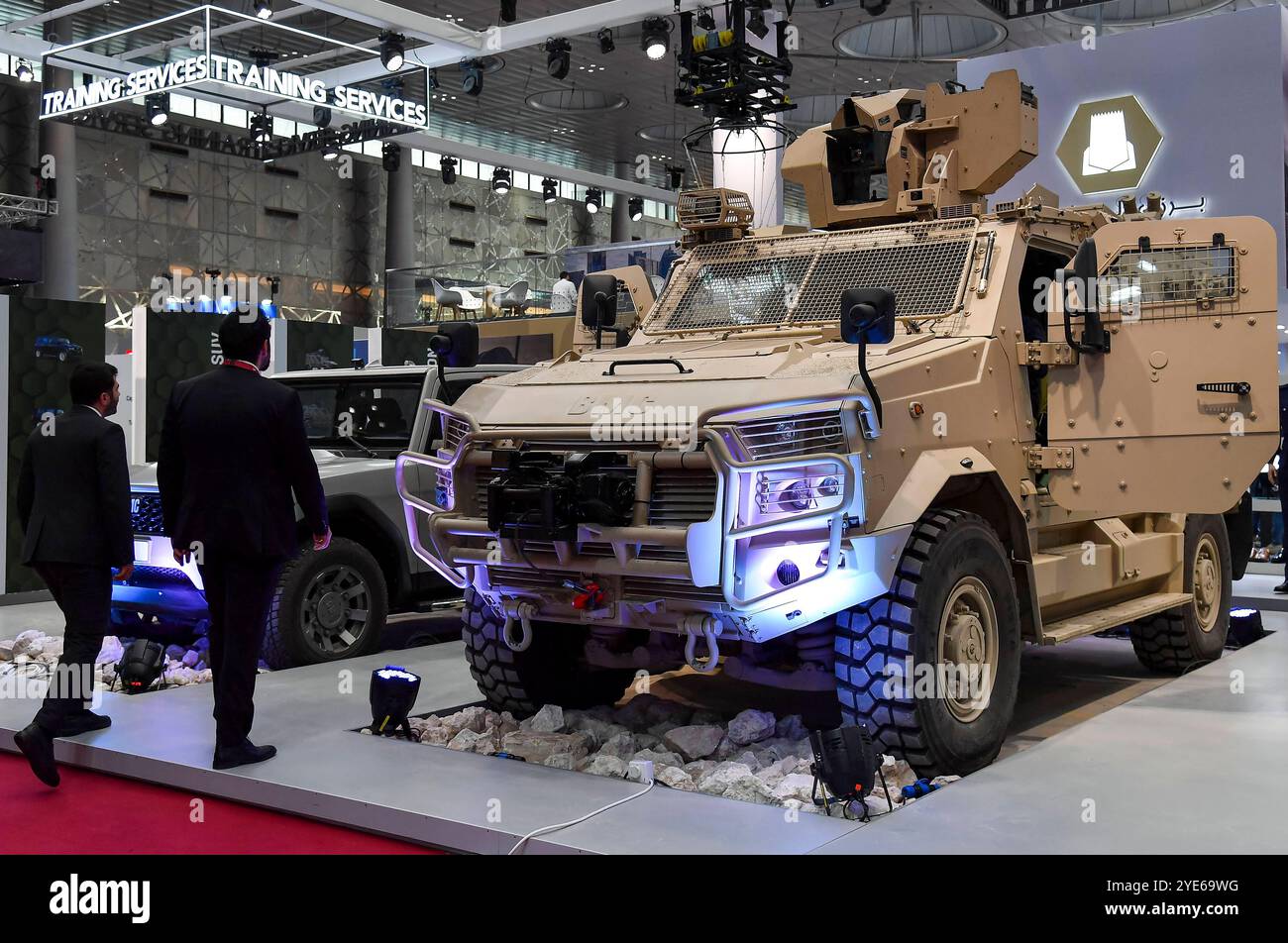 THE MILIPOL QATAR 2024 EXHIBITION IN QATAR A BMC armoured vehicle is ...