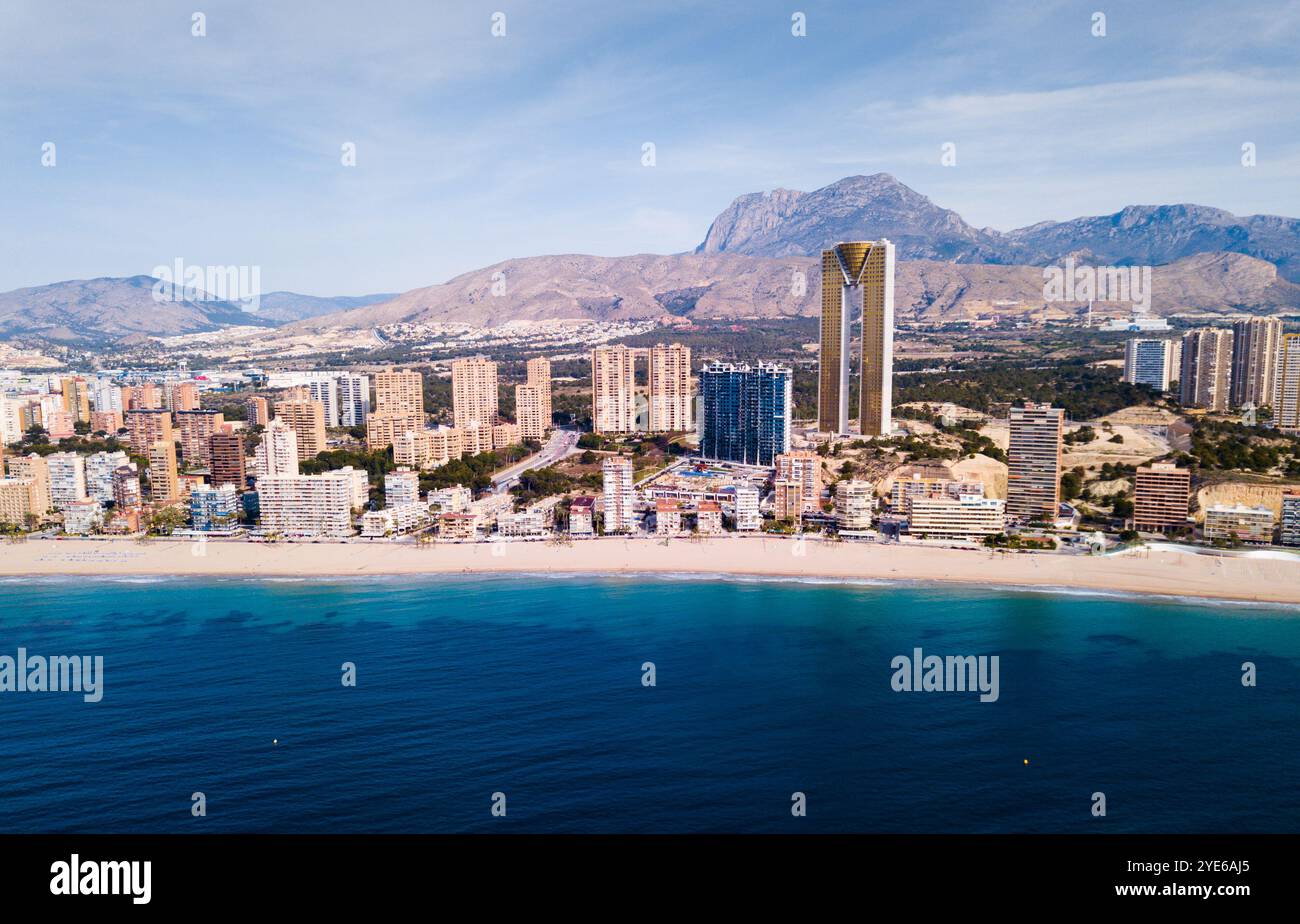 Sand coast and city Benidorm Stock Photo - Alamy