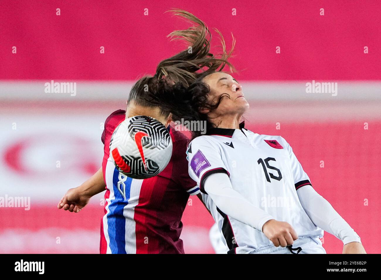 Oslo 20241029. Norway's Vilde Boe Risa and Albania's Gresa Berisha ...