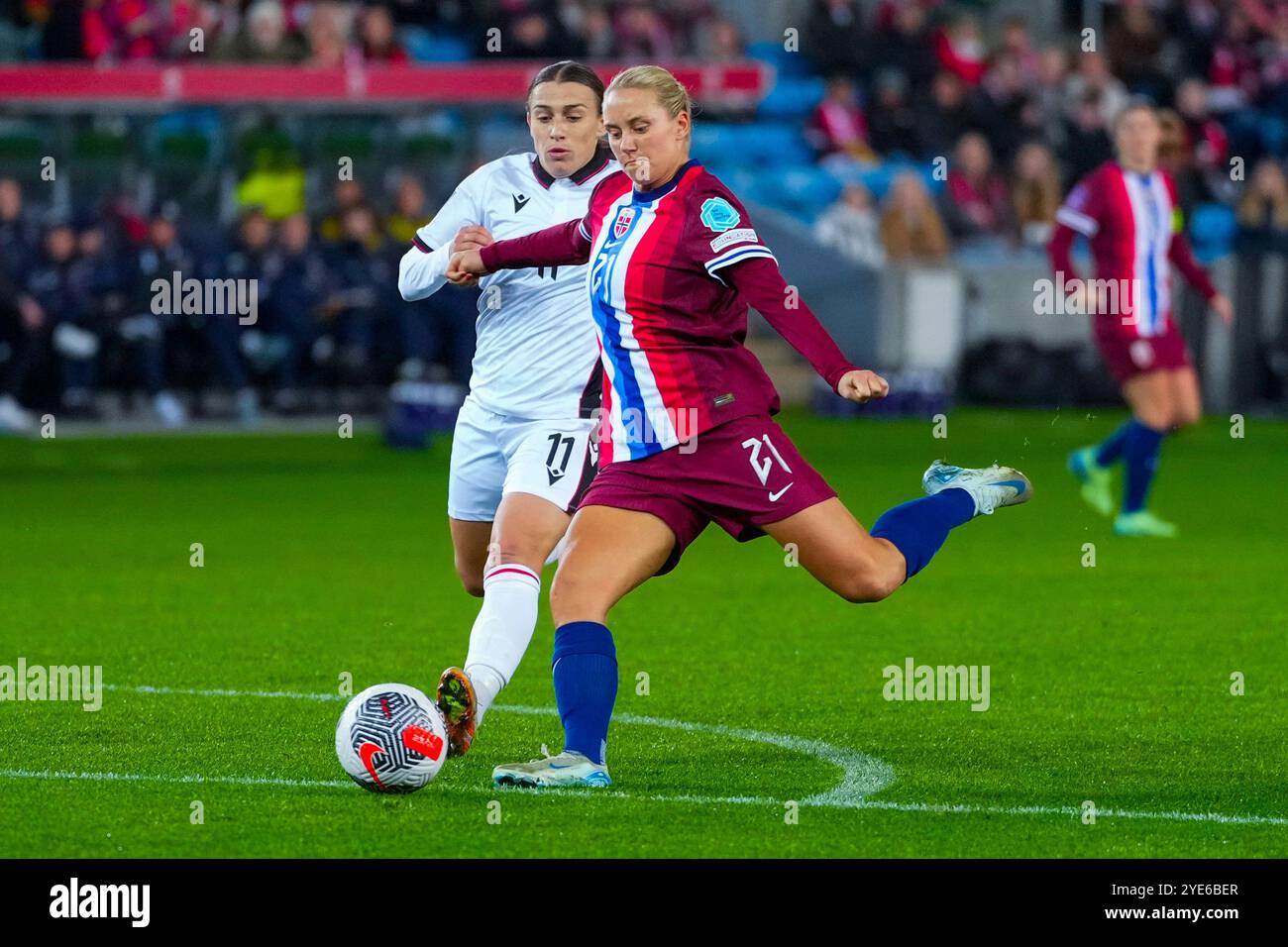 Oslo 20241029. Albania's Megi Doci and Norway's Lisa Naalsund in the ...