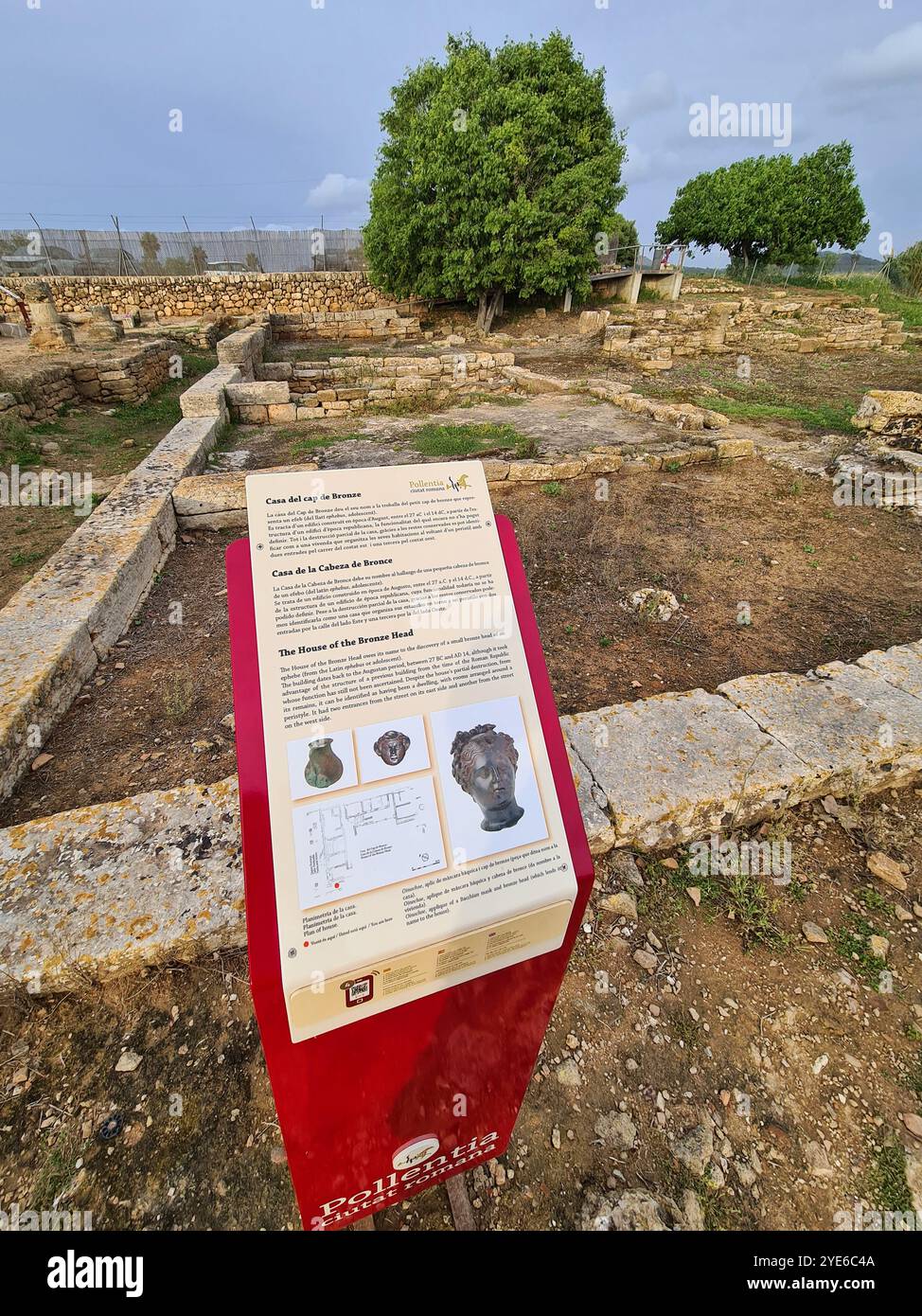 information sign of an archaeological site, Spain, Balearic Islands ...