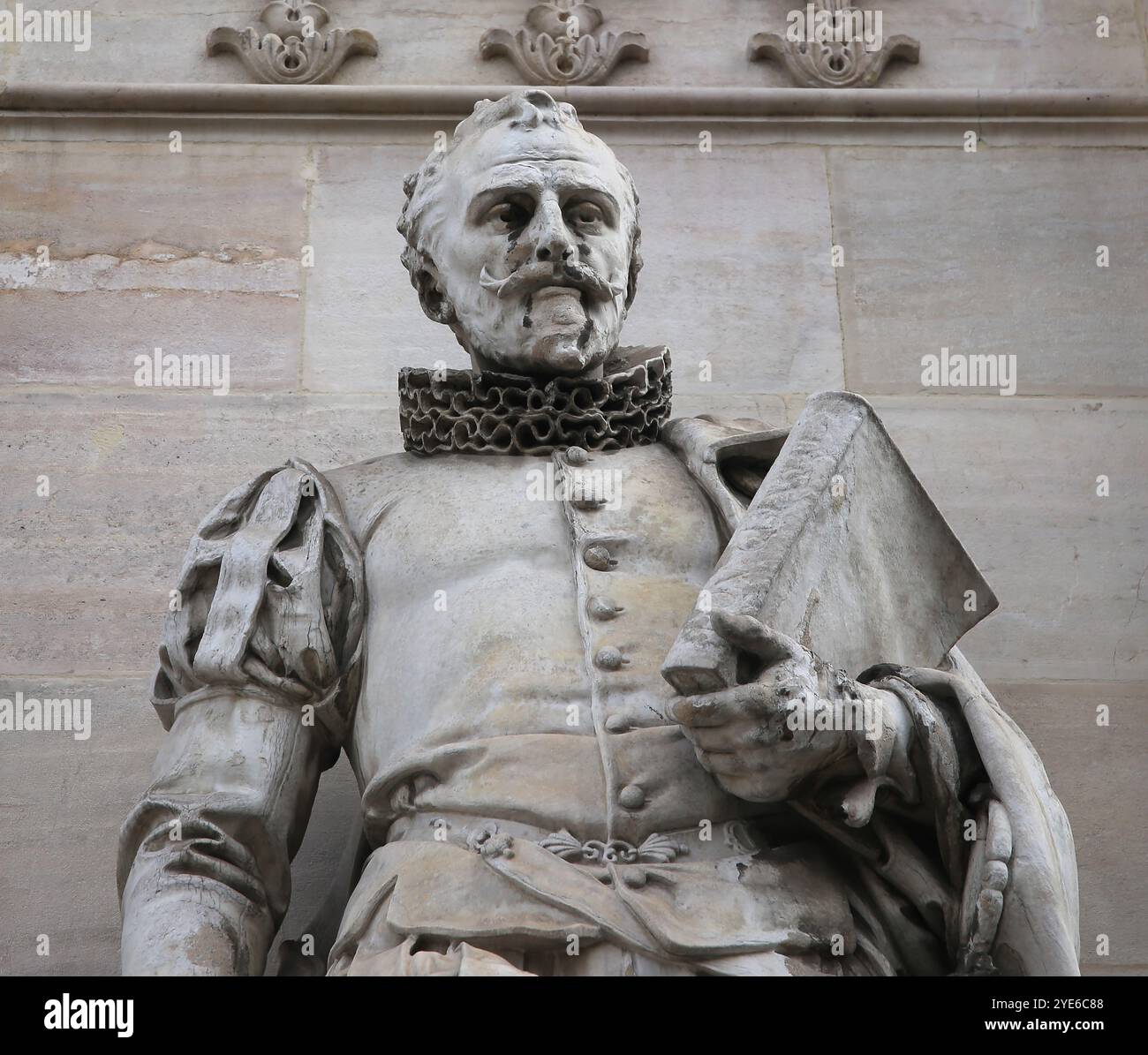 Miguel de Cervantes (1547-1616). Spanish writer. Statue by J. Vancell ...