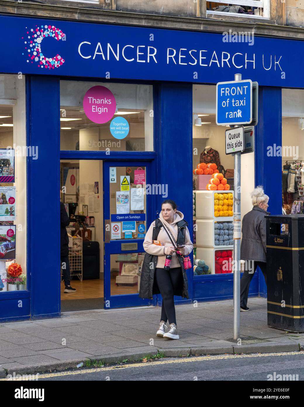 29 October 2024. High Street,Elgin,Moray,Scotland. This is a young lady ...
