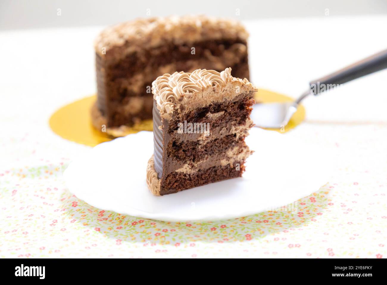 Chocolate mousse cake for 14th birthday Stock Photo - Alamy