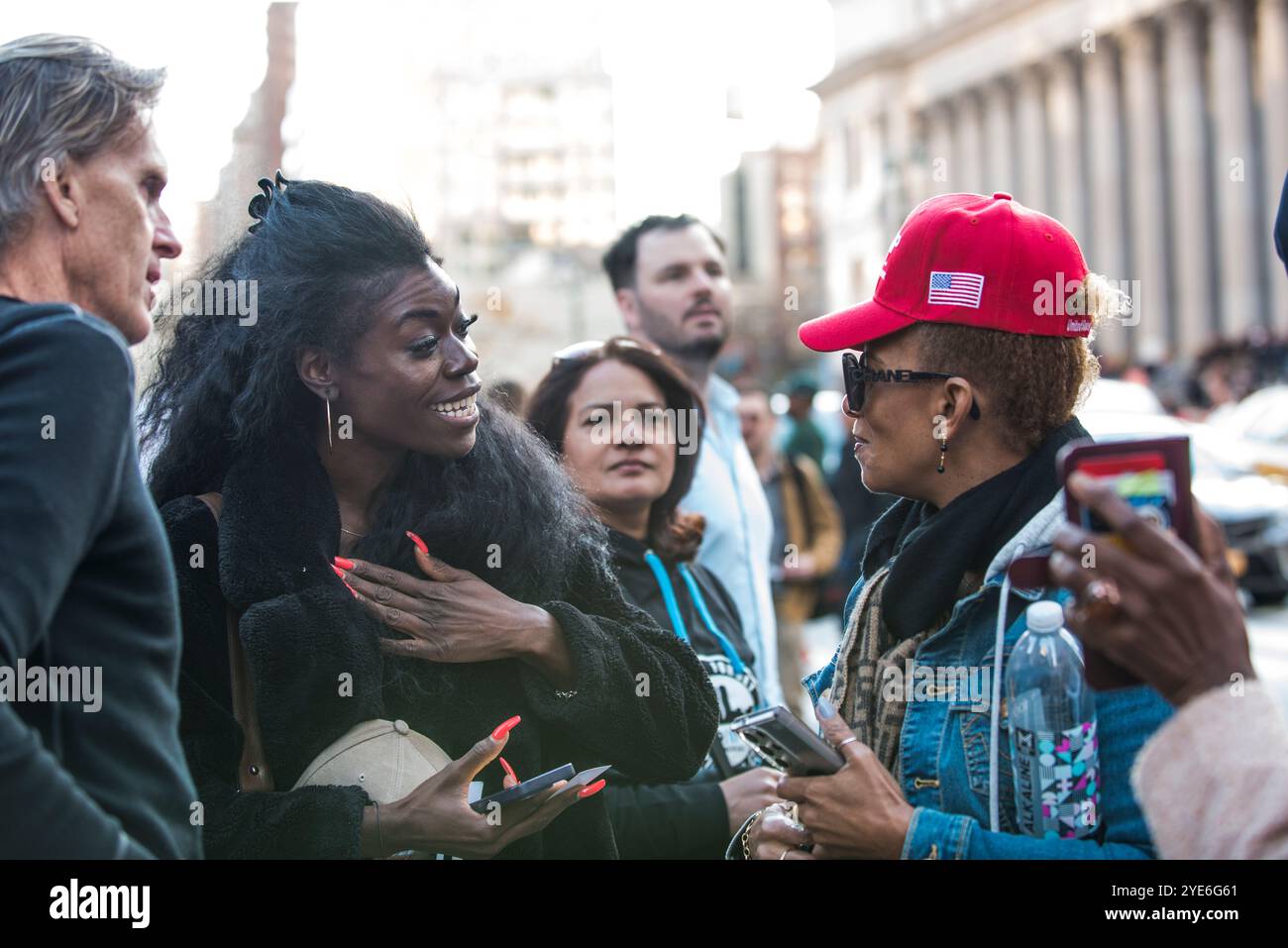 Oct 27 2024 Attendees gather ahead of a campaign event with former US ...