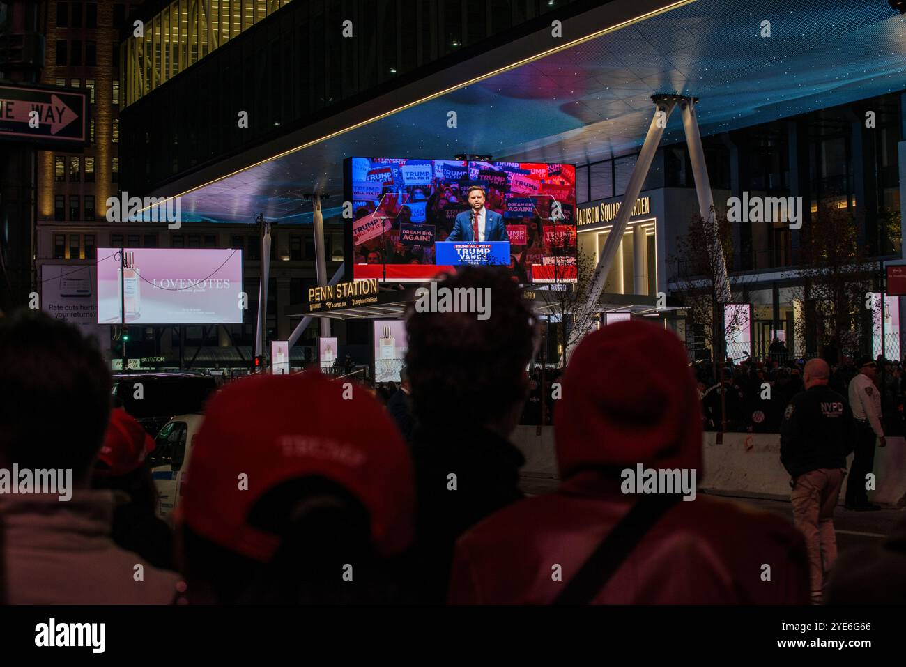 Oct 27 2024 Attendees gather ahead of a campaign event with former US ...