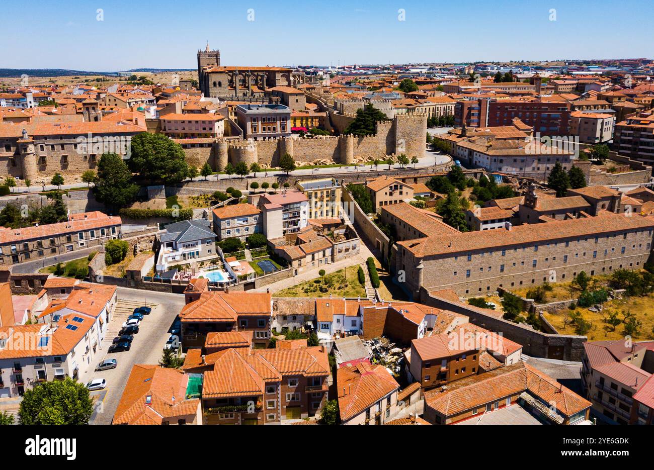 Aerial view of Avila with town walls and Cathedral Stock Photo - Alamy