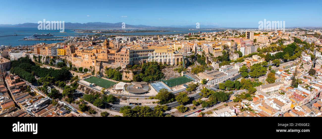 Aerial View of Cagliari's Castello District and Harbor, Sardinia Stock ...
