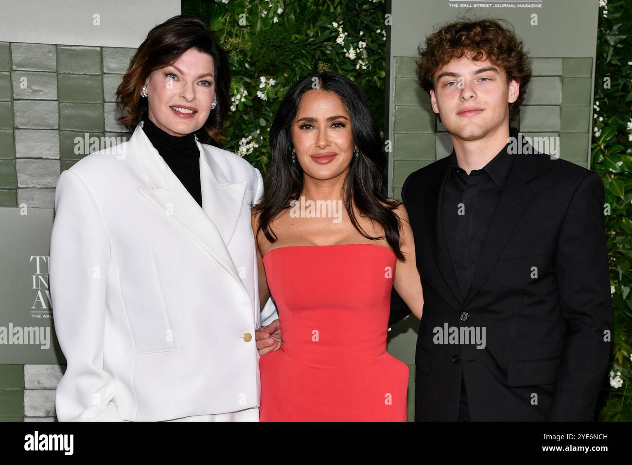 Linda Evangelista, from left, Salma Hayek Pinault, and Augustin James ...