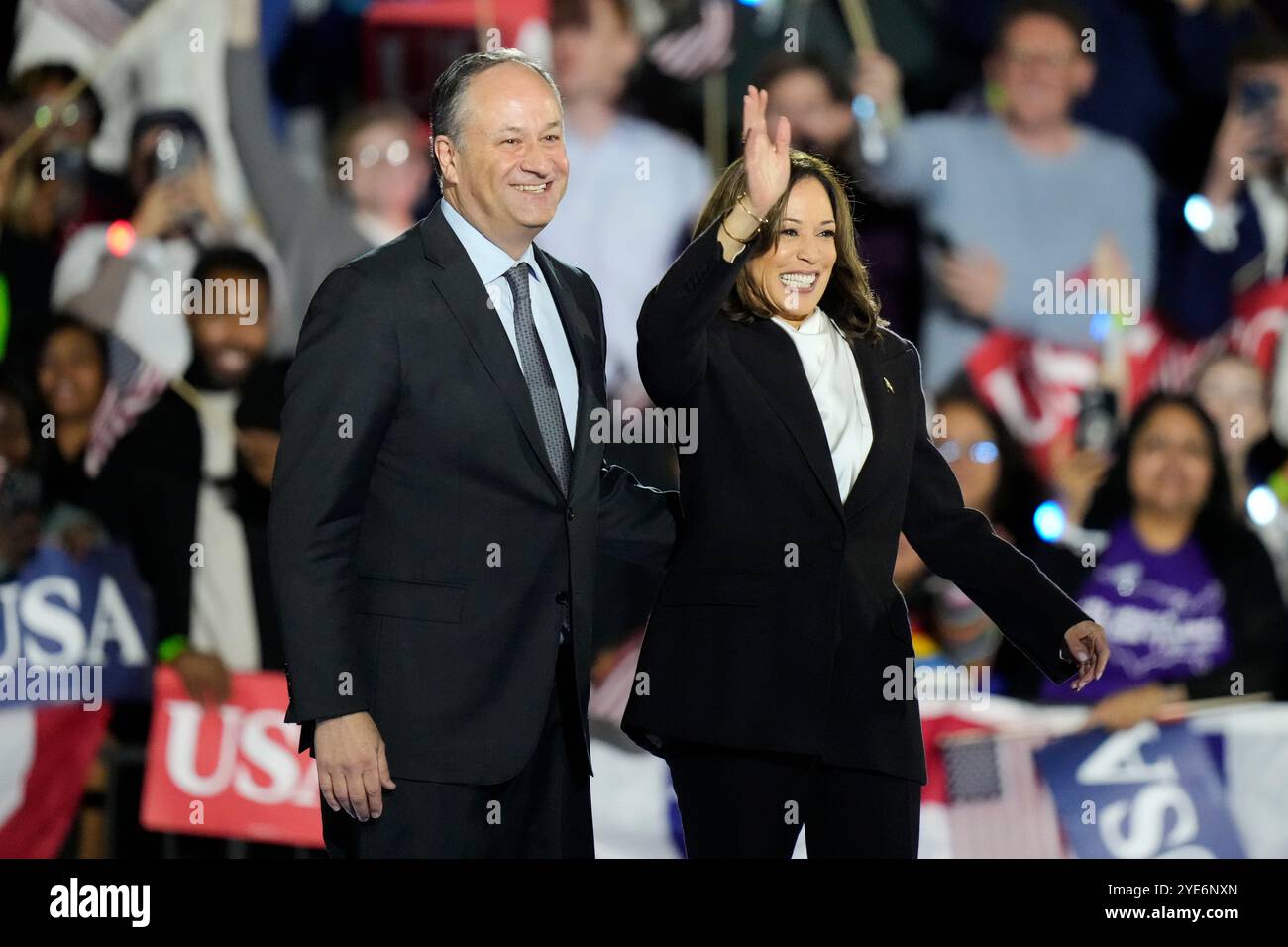 Second gentleman Doug Emhoff, left, and Democratic presidential nominee ...