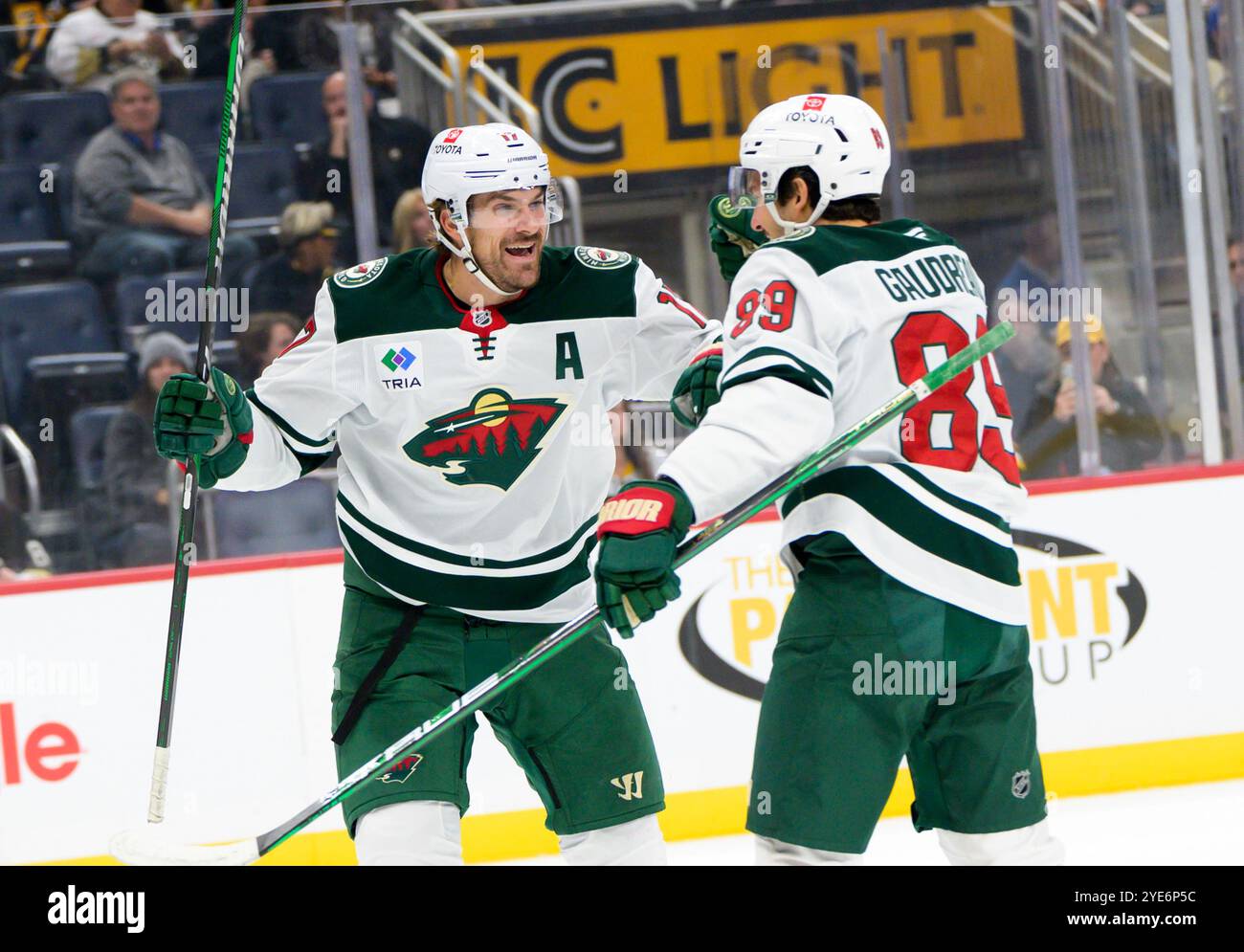 Minnesota Wild center Frederick Gaudreau (89) celebrates his goal with ...