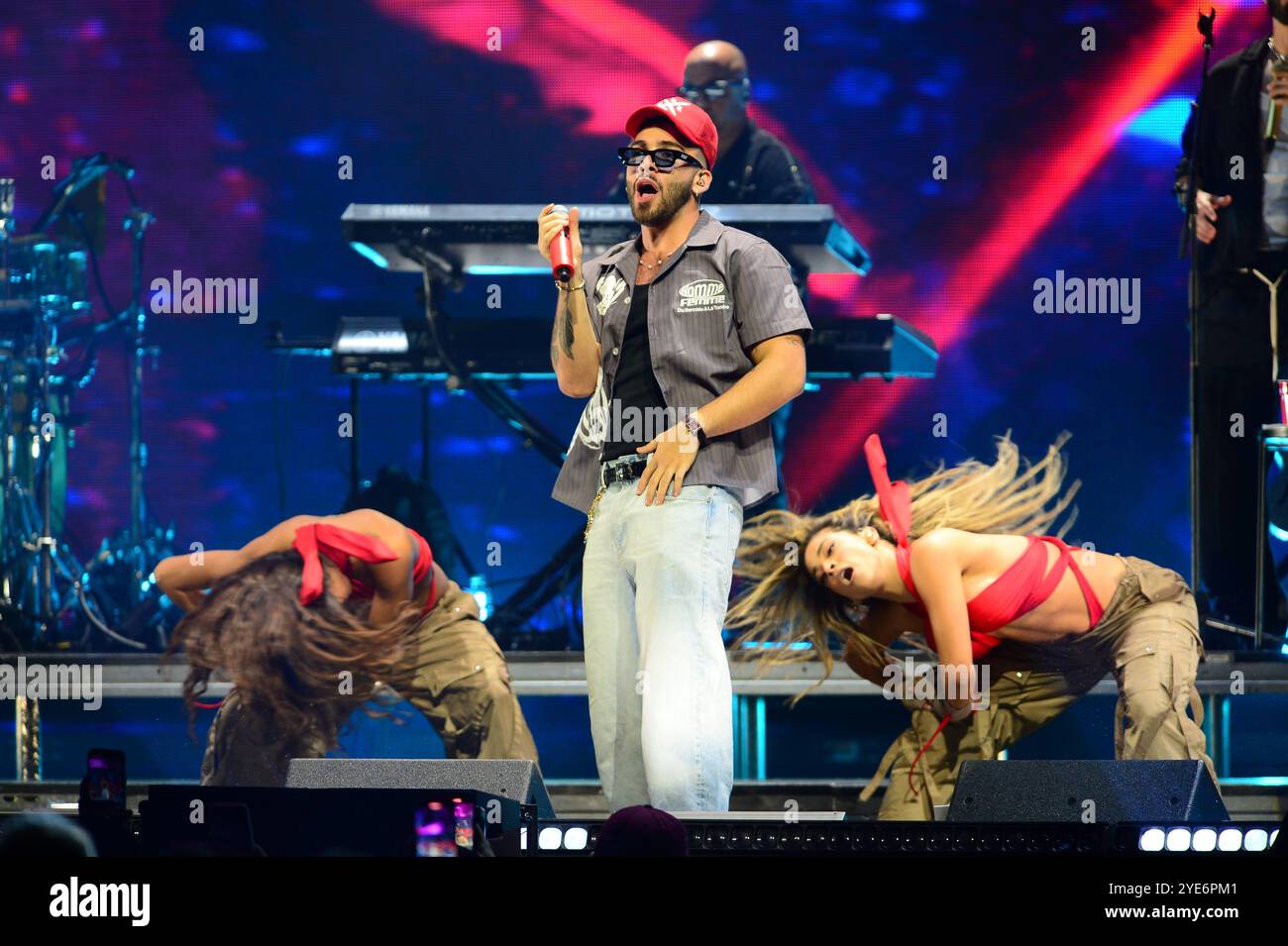 MIAMI, FLORIDA - OCTOBER 26: Manuel Turizo performs Live onstage during the 2024 eleventh annual ...