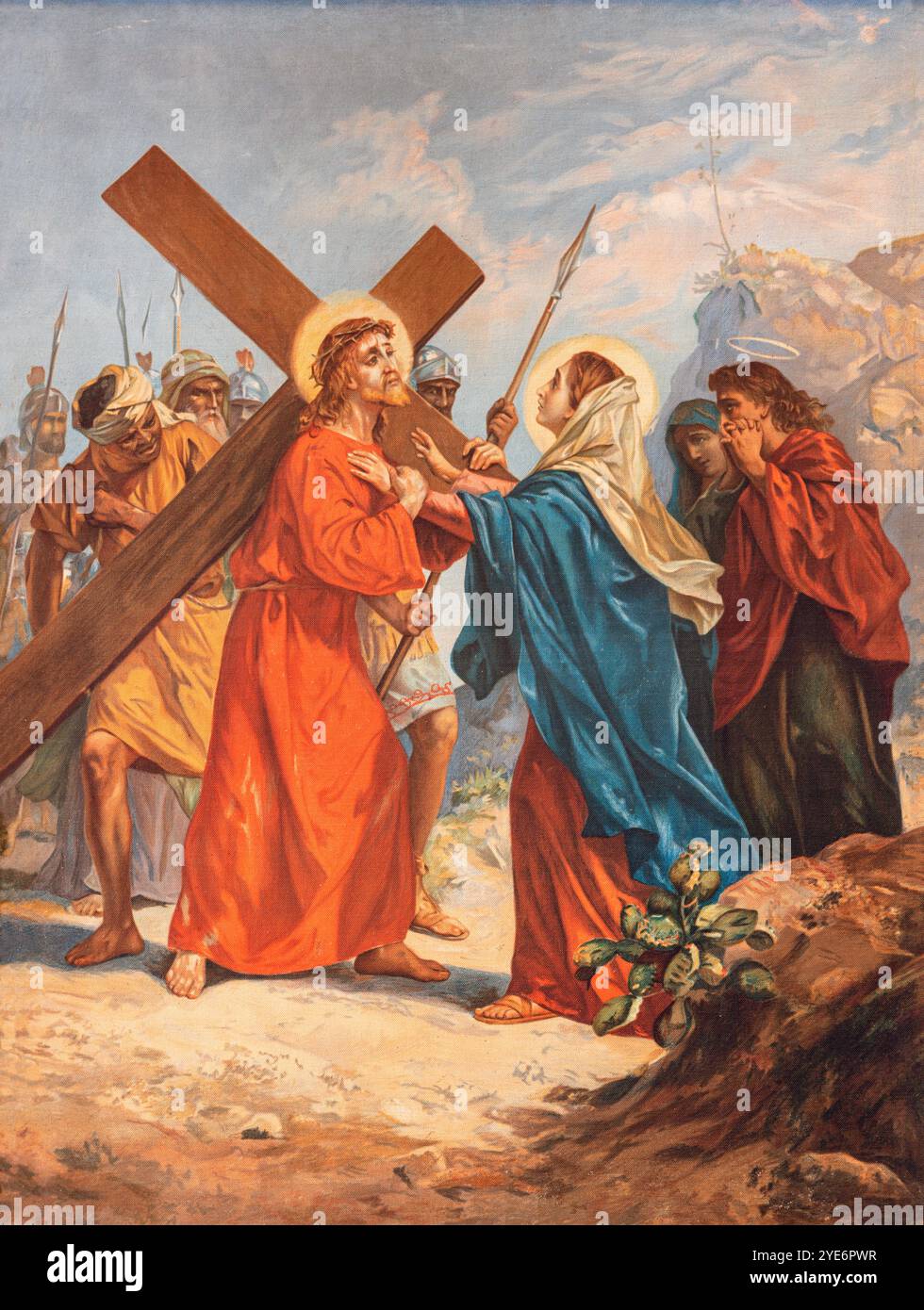 ALESSANDRIA, ITALY - SEPTEMBER 10, 2024: The painting Jesus meet his ...