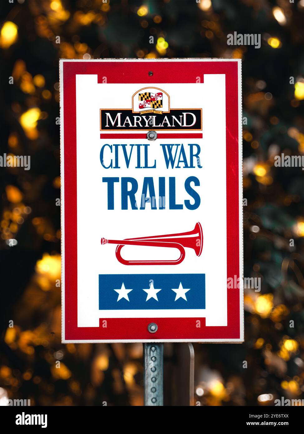 Maryland civil war trails sign in Sykesville Maryland Stock Photo - Alamy