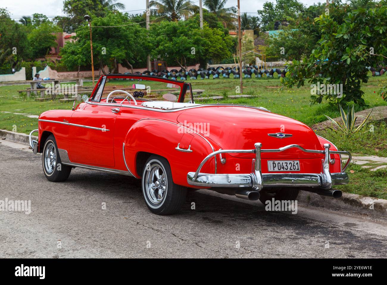 A Red vintage convertible chevrolet car from the 50s in La Habana ...