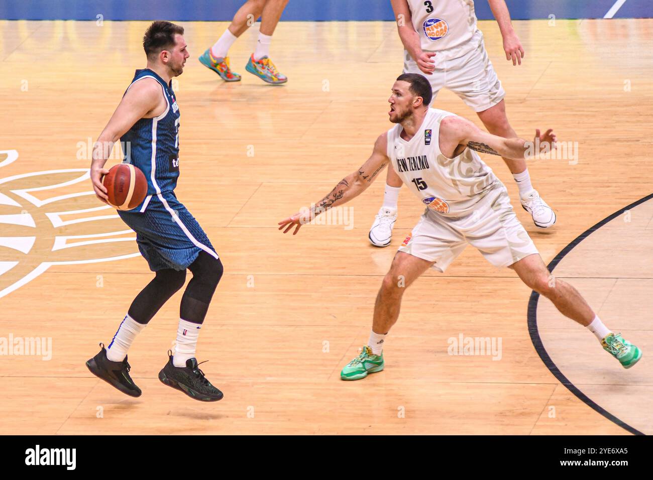 Luka Doncic (Slovenia) guarded by Thomas James Vodanovich (New Zealand ...