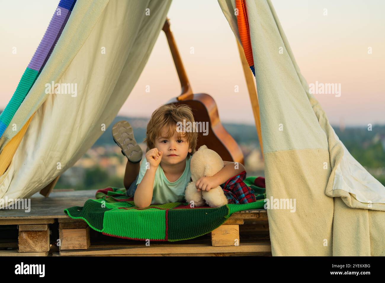 Portrait of dreaming child. Kids dreaming face. Kid dream concept. Cute ...