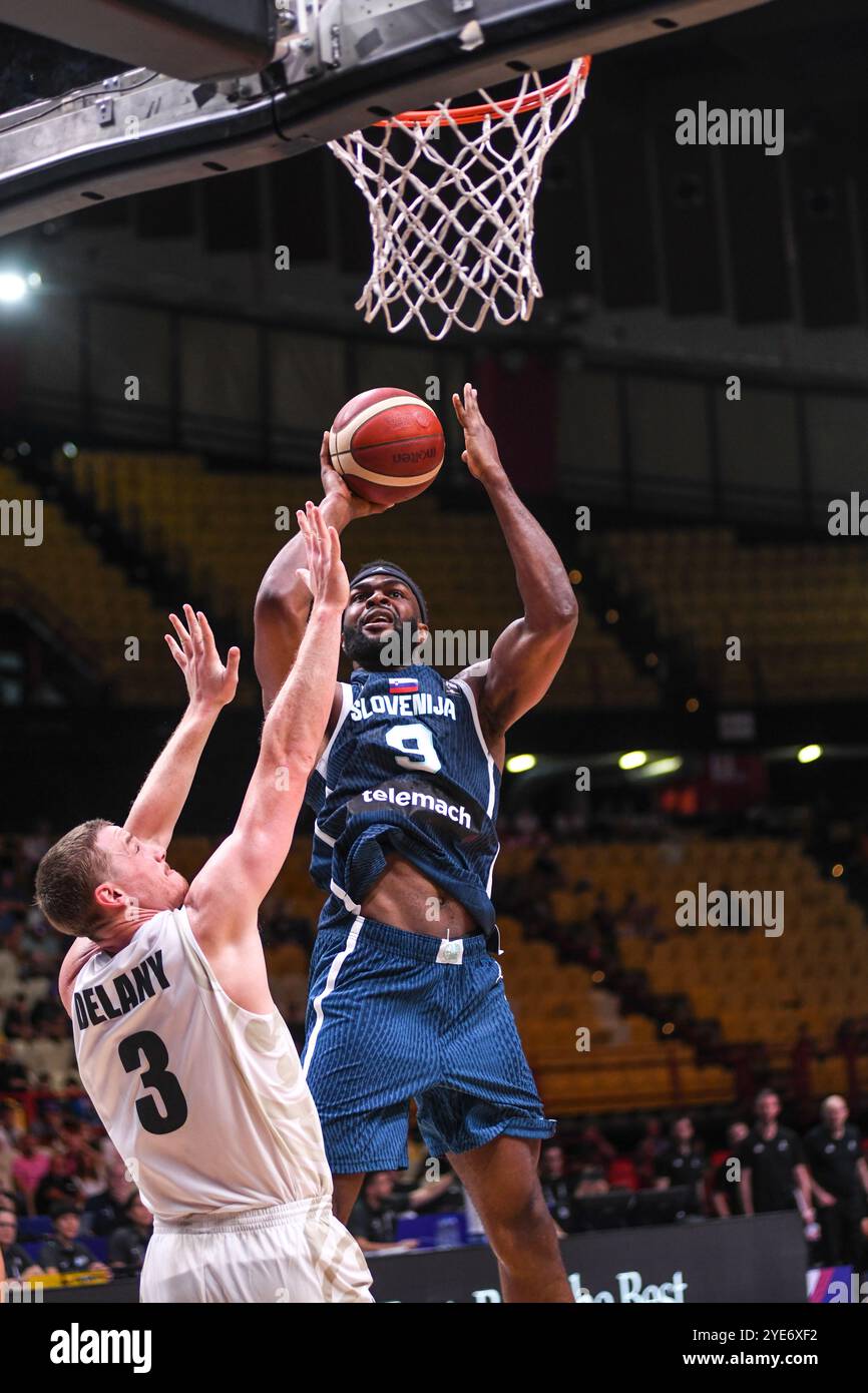 Josh Nebo (Slovenia), Finn Delany (New Zealand). FIBA Olympic ...