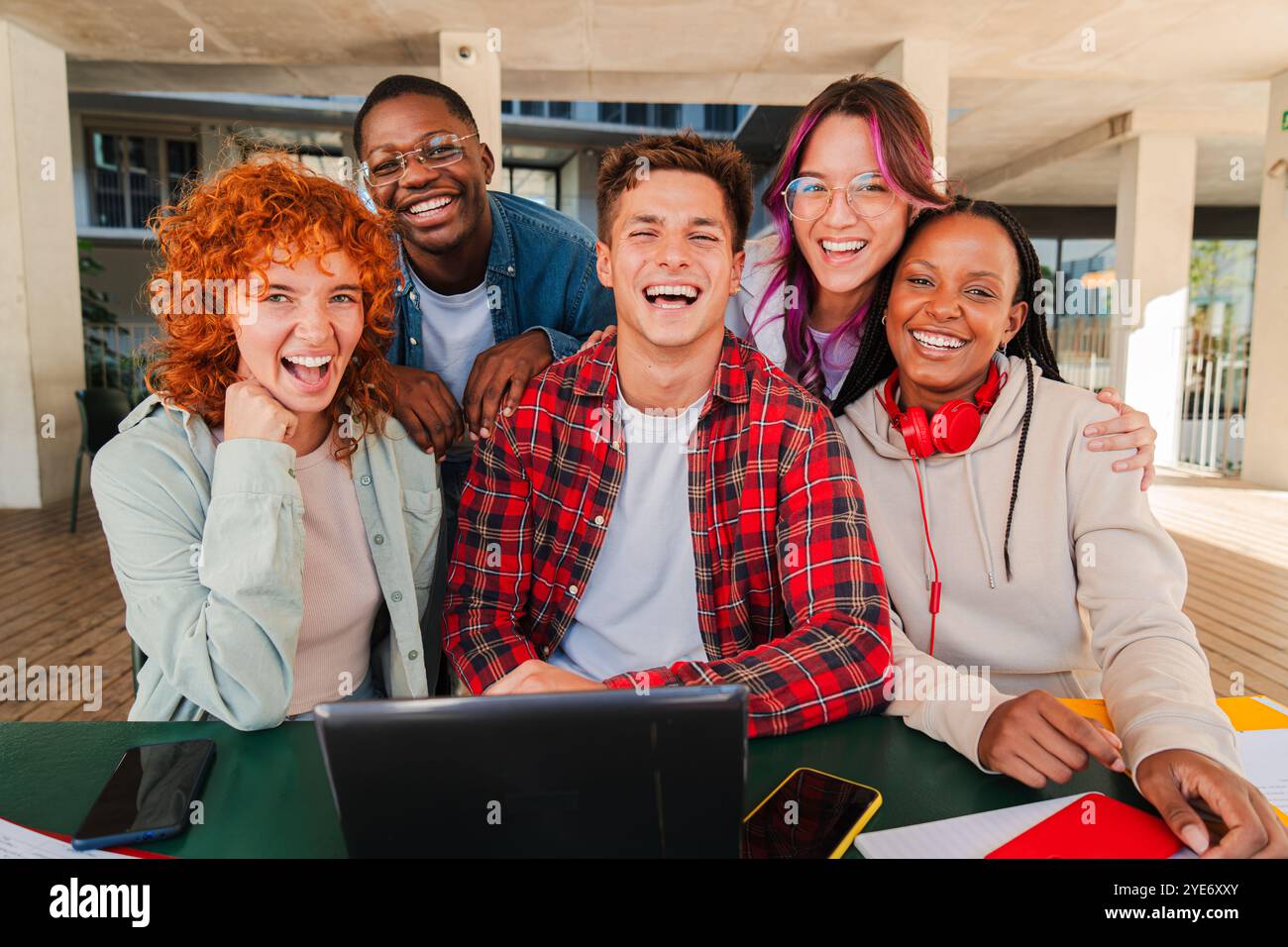 Collaborating group classmates studying hi-res stock photography and ...