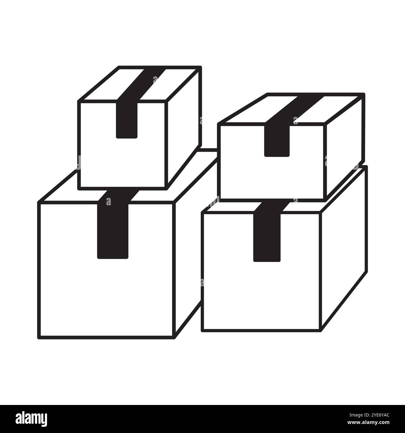 Stacked boxes icon. Black packaging symbol. Vector cardboard boxes ...