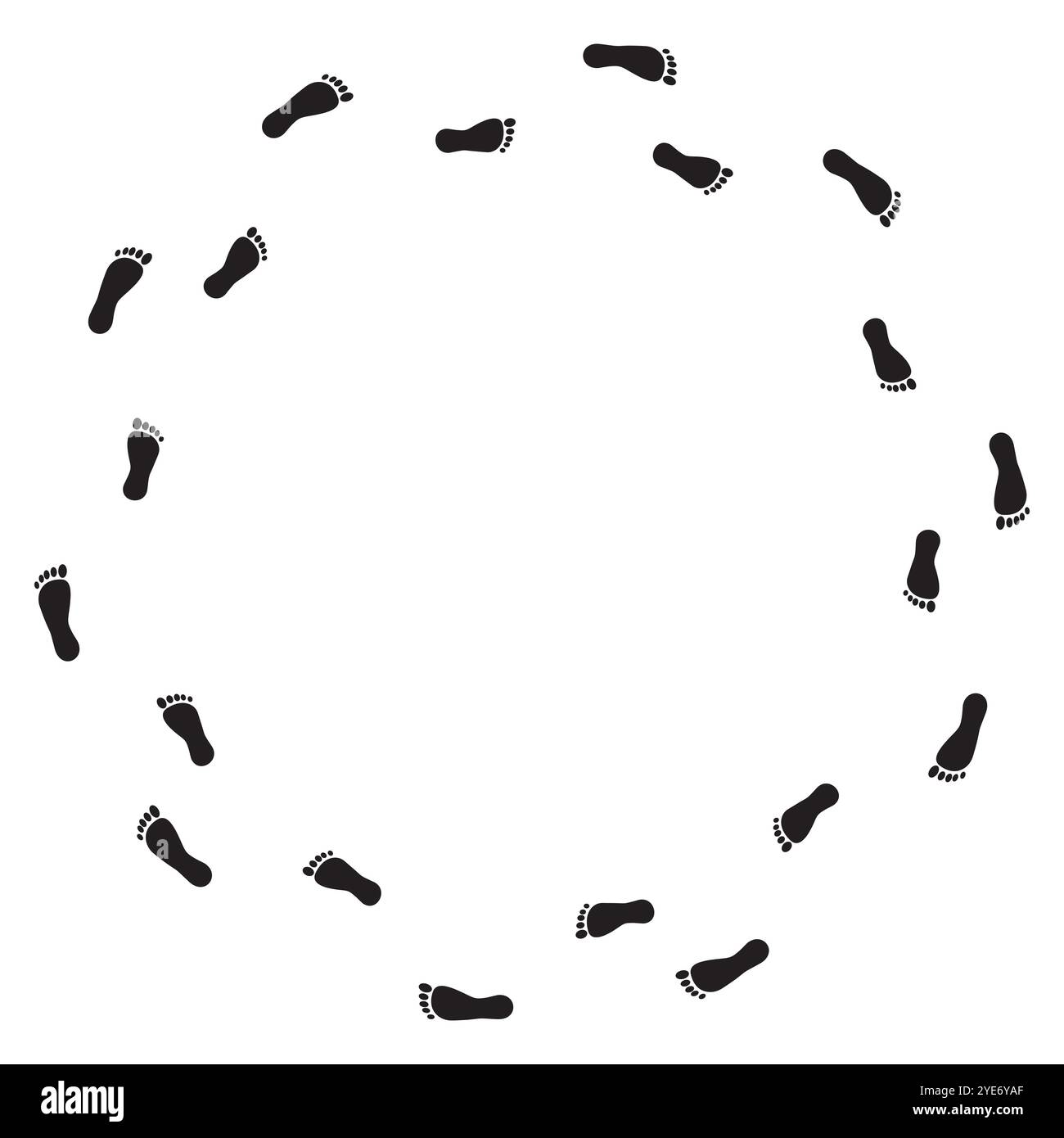 Footprint circle pattern. Walking path illustration. Black footprint ...