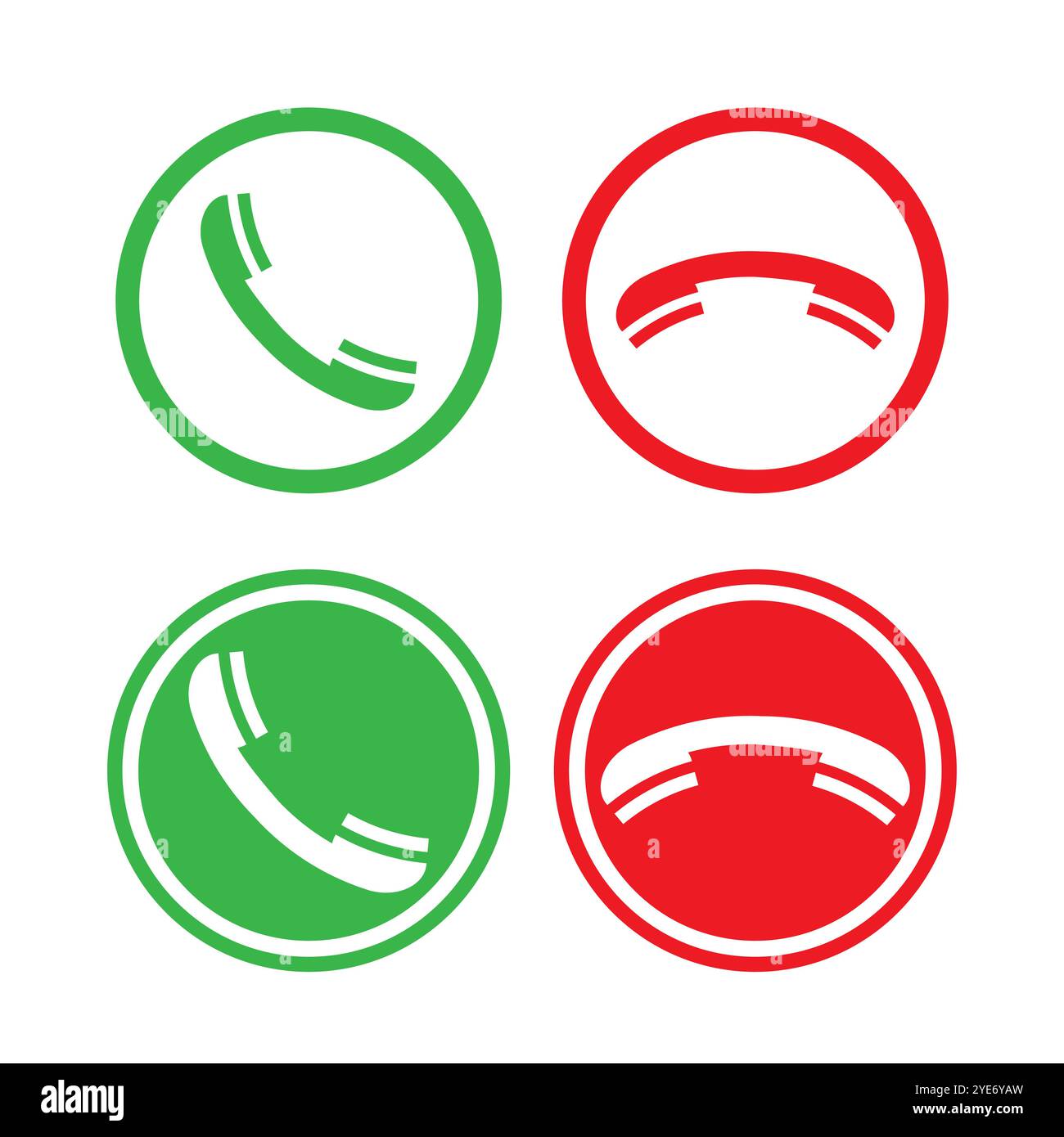 Green call icon. Red phone symbol. Incoming call vector. Outgoing call ...